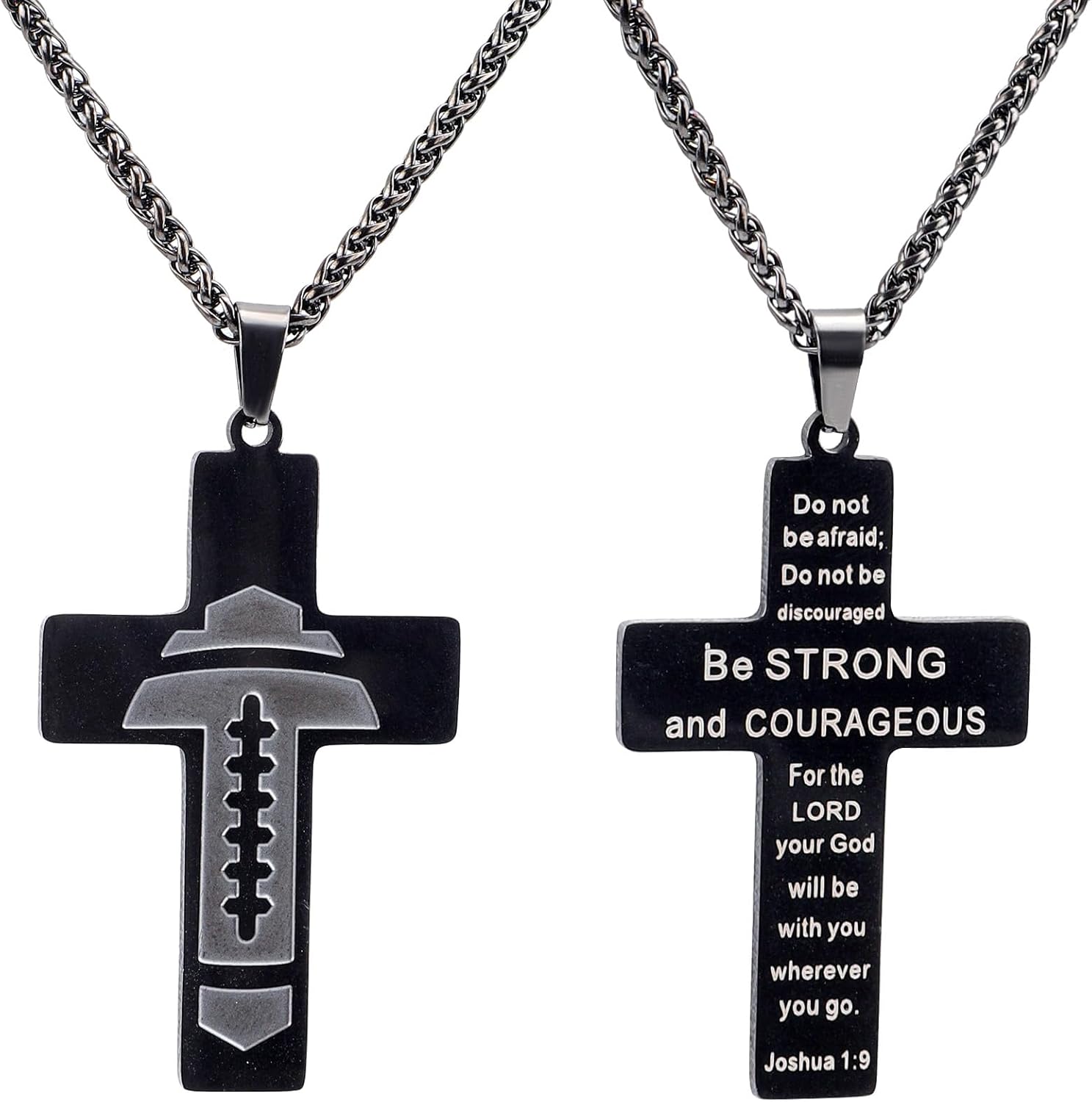 Mikovivi Football Cross Necklace for Men, 23+1.8in Rugby Joshua Cross ...