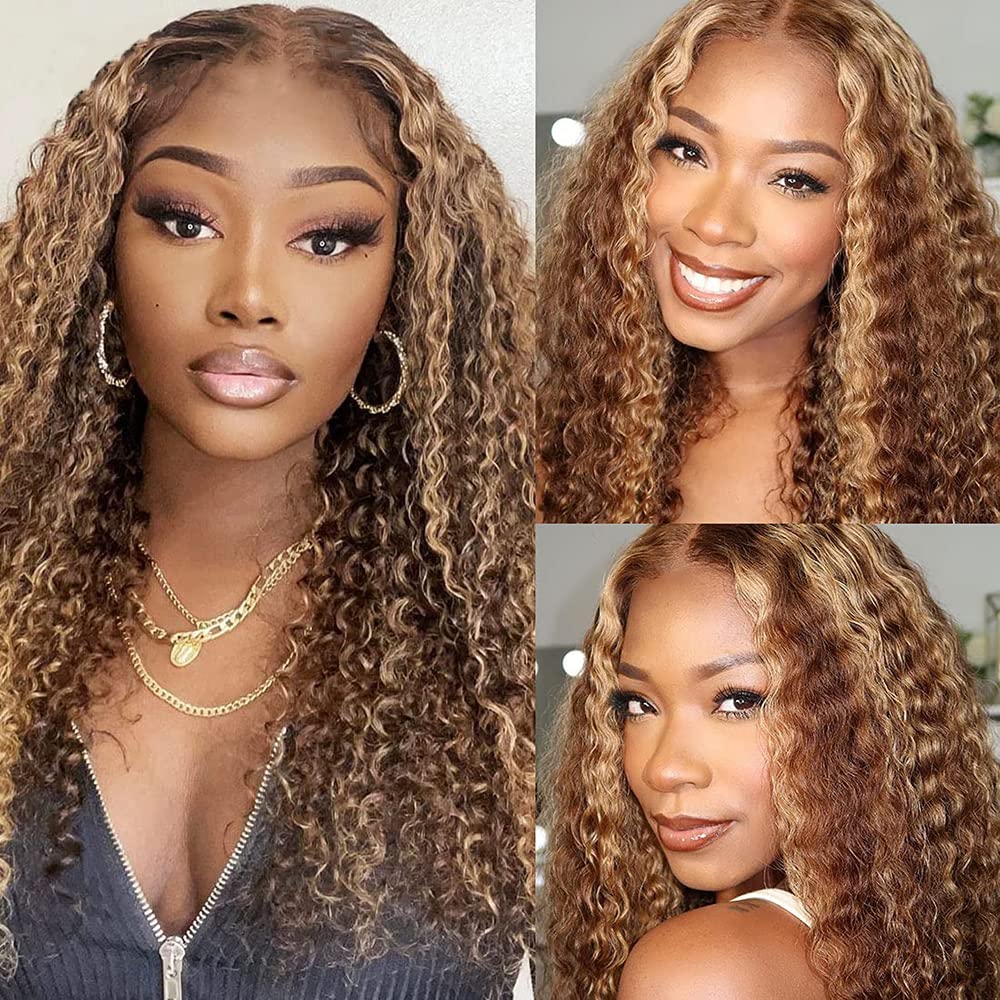 Amazon.com : Ombre Brown to Caramel Blonde Highlights Culry Wave Lace ...