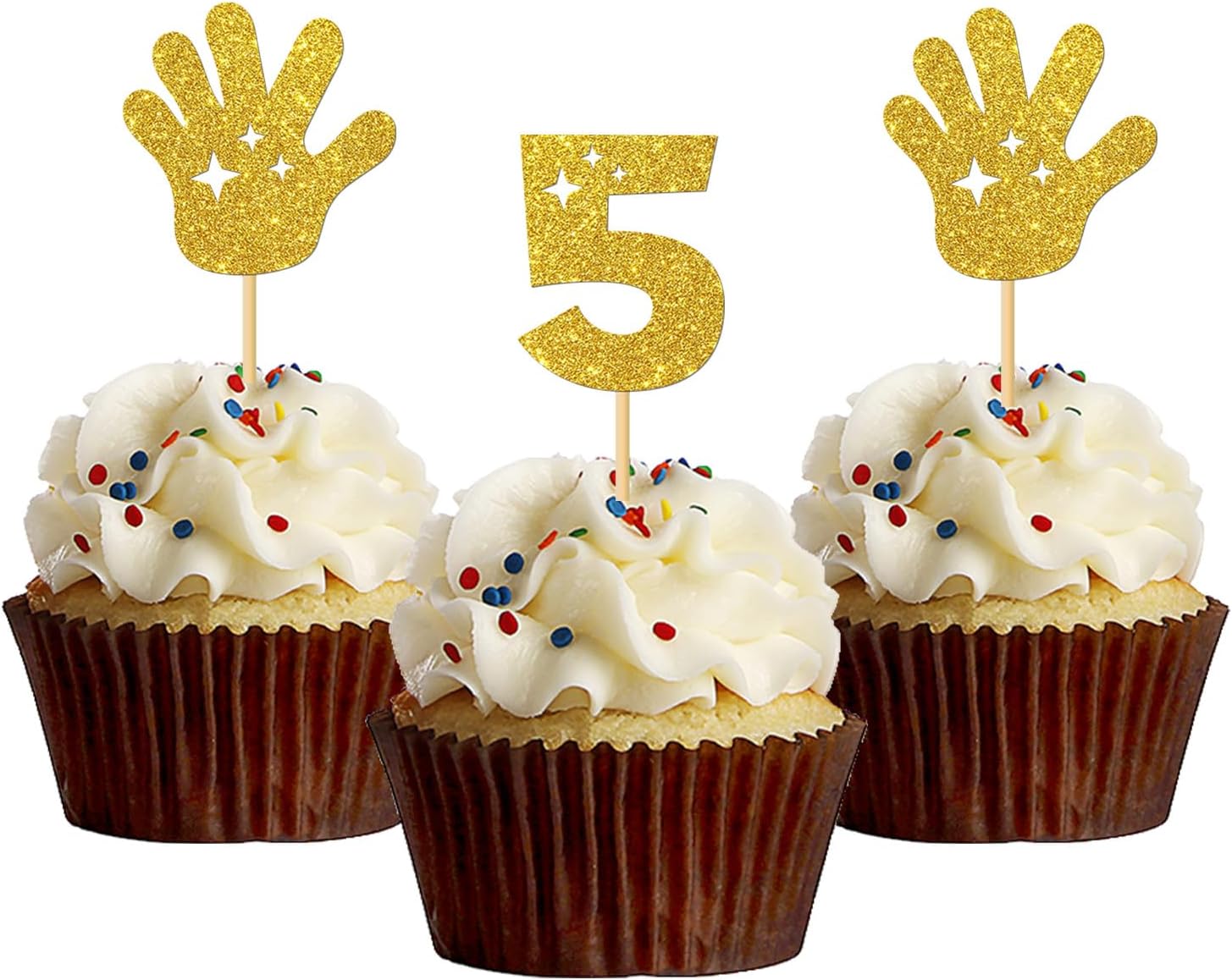 Amazon.com: MonMon & Craft 5th Birthday Cupcake Toppers - Palm Five ...