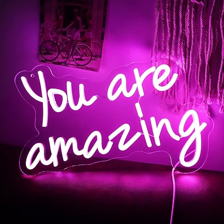 Amazon.com : Vinray You Are Amazing Neon Sign for Wall Decor,Pink Led ...