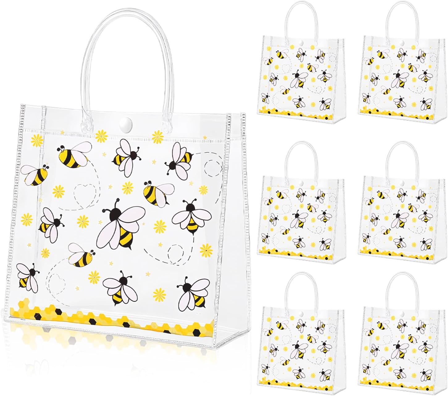 Amazon.com: Liobelon 24 Pieces Bee Clear Gift Bag with Handle PVC Honey ...