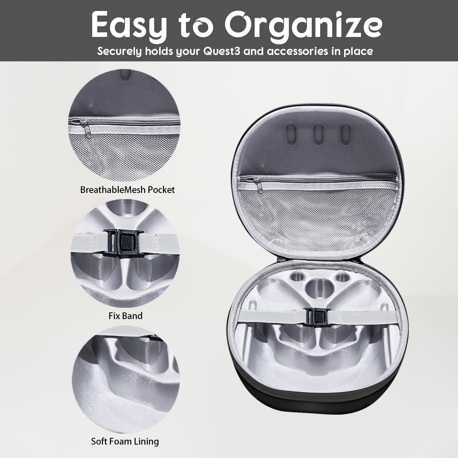 Snapklik.com : Hard Carrying Case For Quest 3, VR Headset Travel Case ...