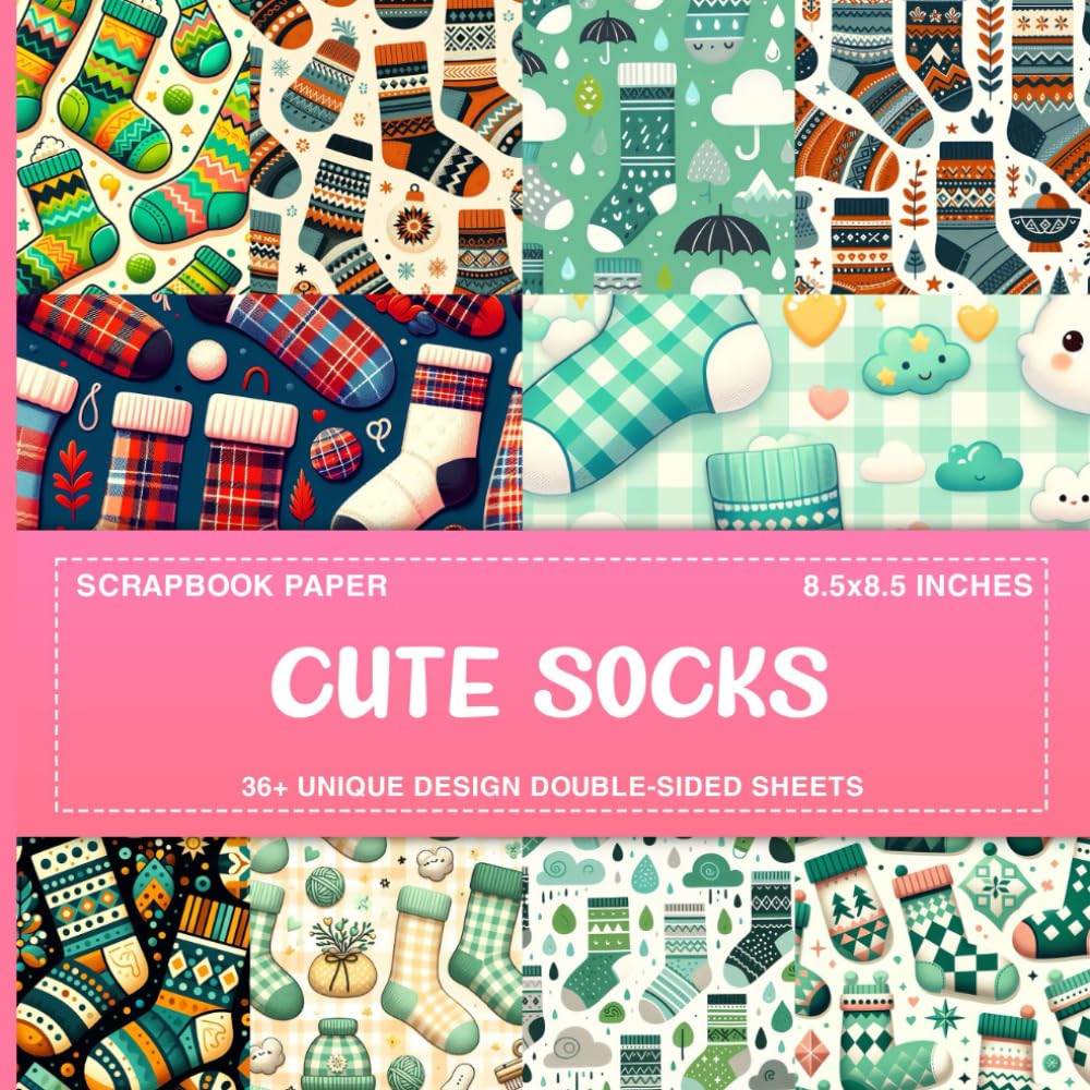 Cute Socks Scrapbook Paper: 36 Unique Sock Designs For Crafting ...