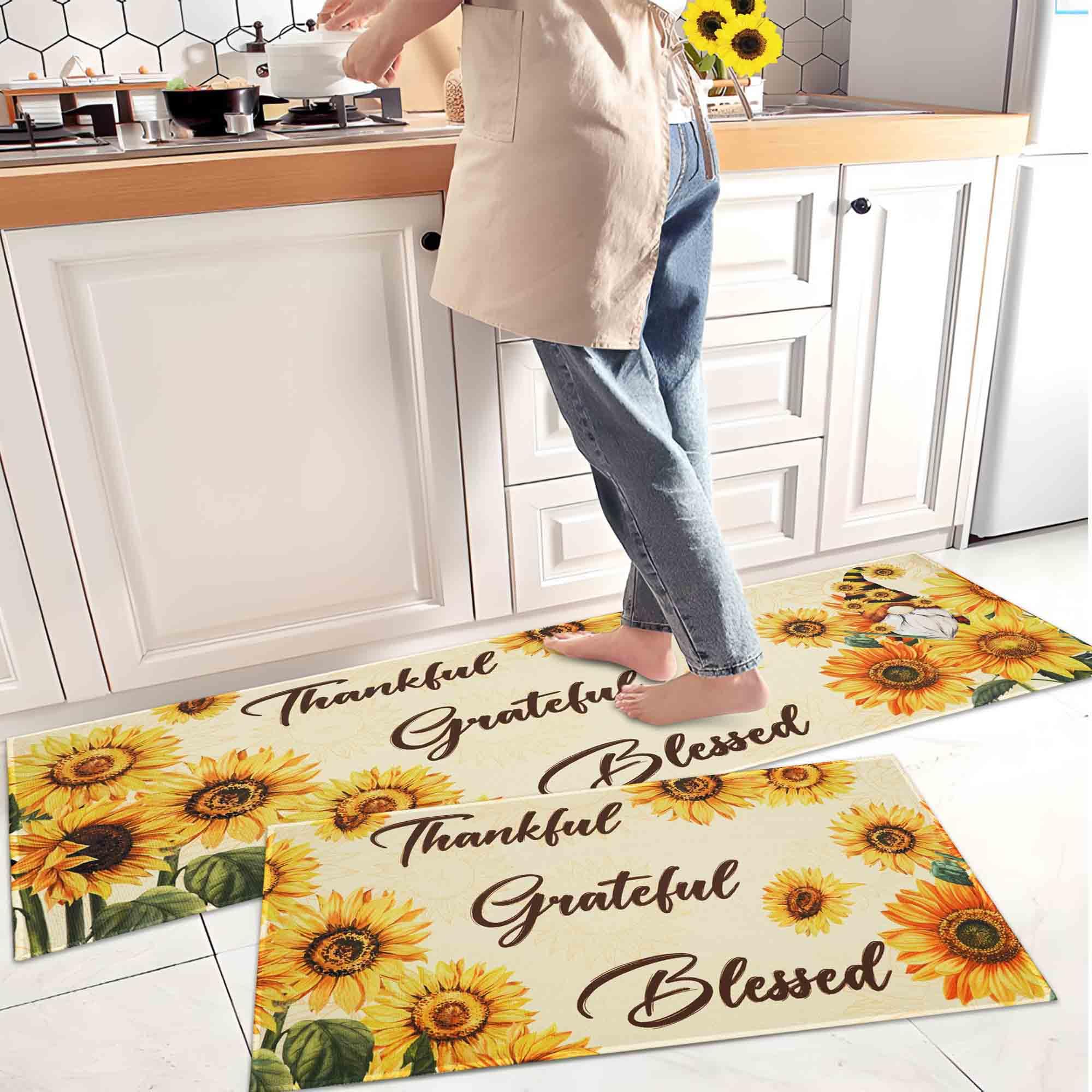 Amazon.com: Sunflower Kitchen Rugs Set of 2,Spring Summer Yellow ...