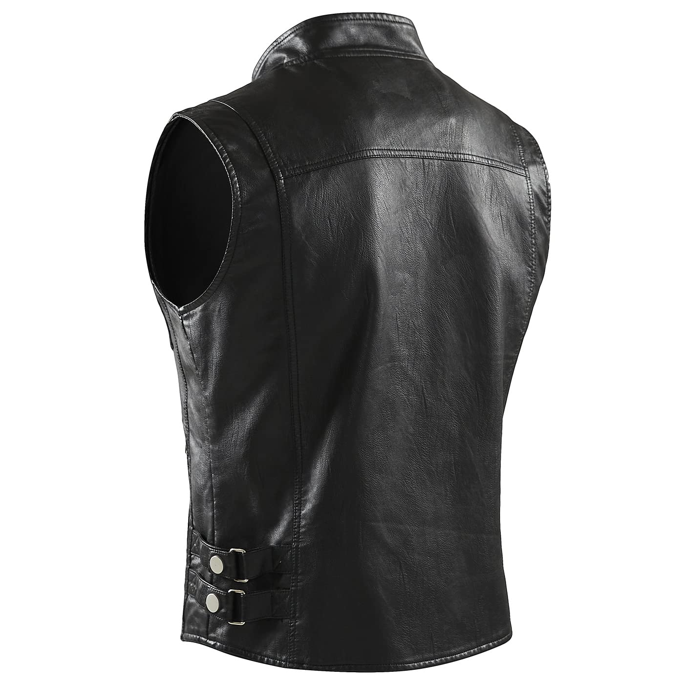 Snapklik.com : NAVEKULL Mens Leather Motorcycle Vest Black Vintage Riding Biker Faux Leather Vests