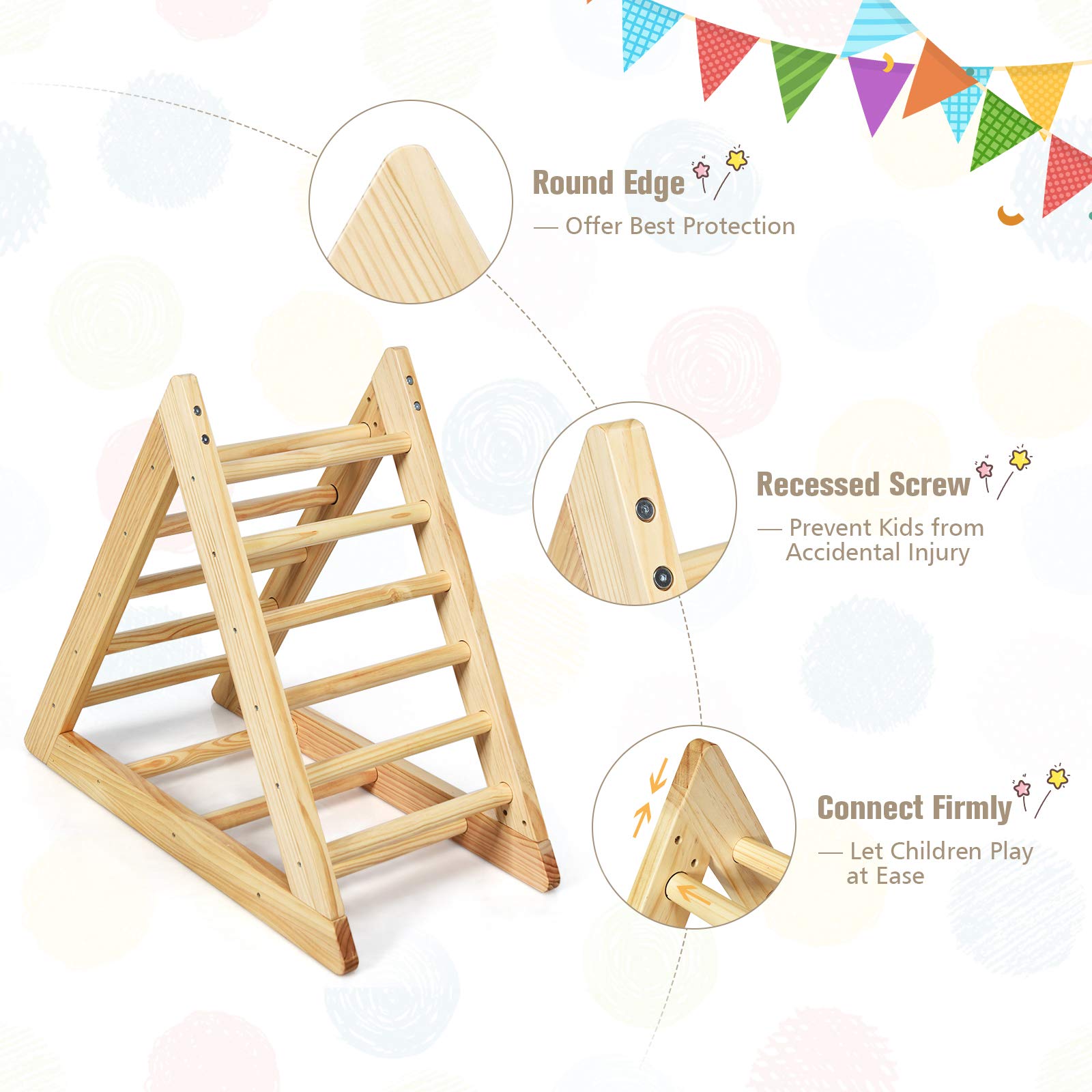 Glacer Wooden Climbing Triangle Ladder Toddler Triangle Climber With 3 ...