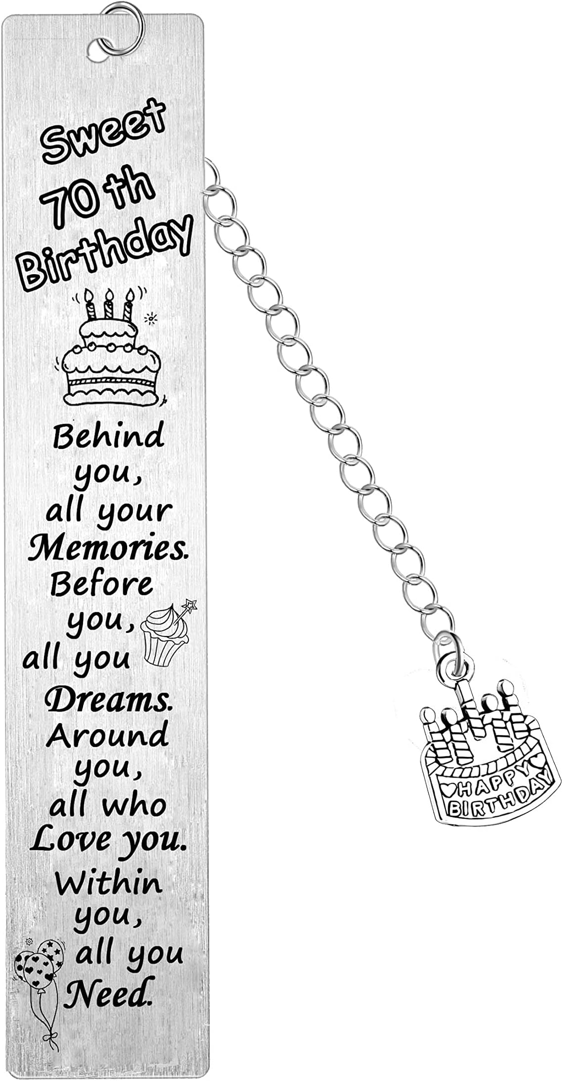 HULALA Happy 70th Bookmark Birthday Gifts for Women Men Best Friend ...