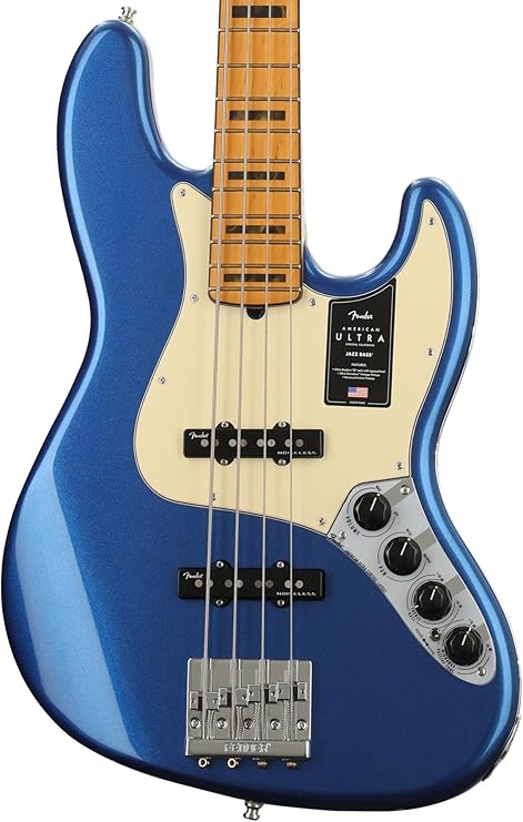 Amazon.com: Fender American Ultra Jazz Bass, Cobra Blue, Maple ...