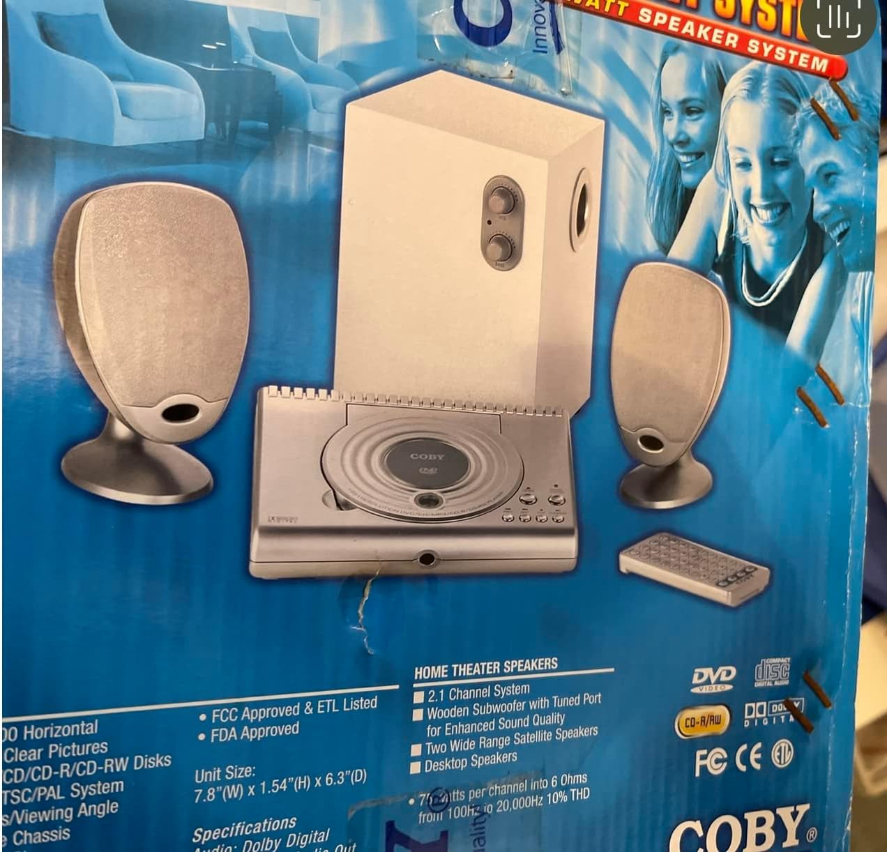 Coby DVD-417 2 Channel DVD Player with Home Theater Speaker System ...