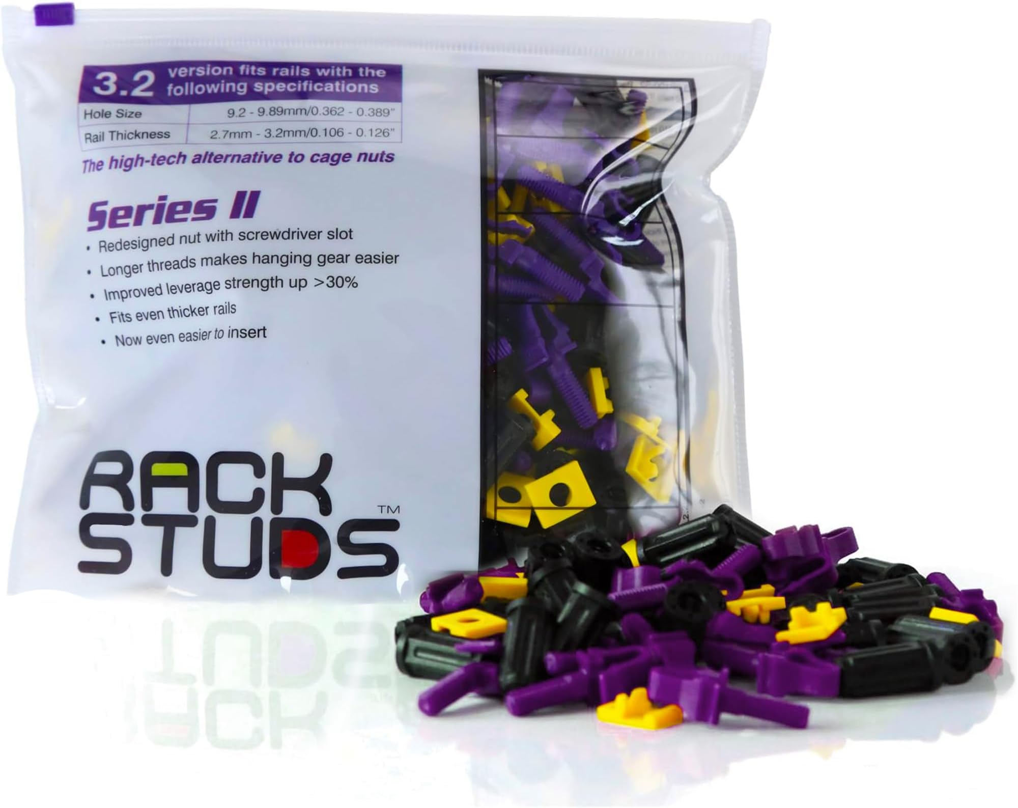 Rackstuds - P100 Rack Mount Solution II, Quick-Fit Cage Nut & Screw ...