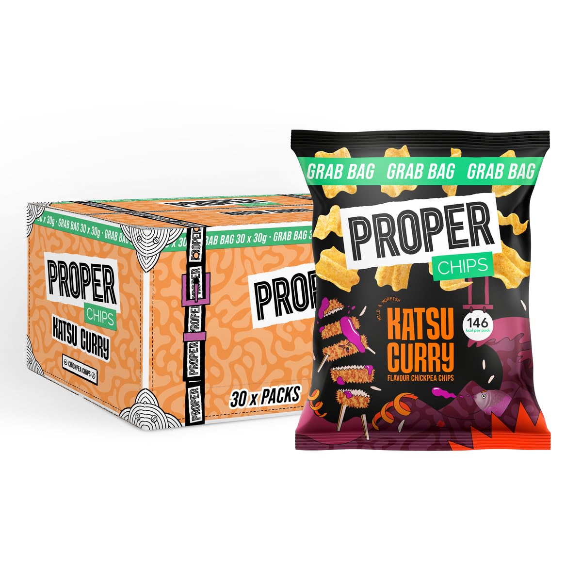 PROPERCHIPS Katsu Curry Chips, 30 x 30g : Amazon.co.uk: Grocery