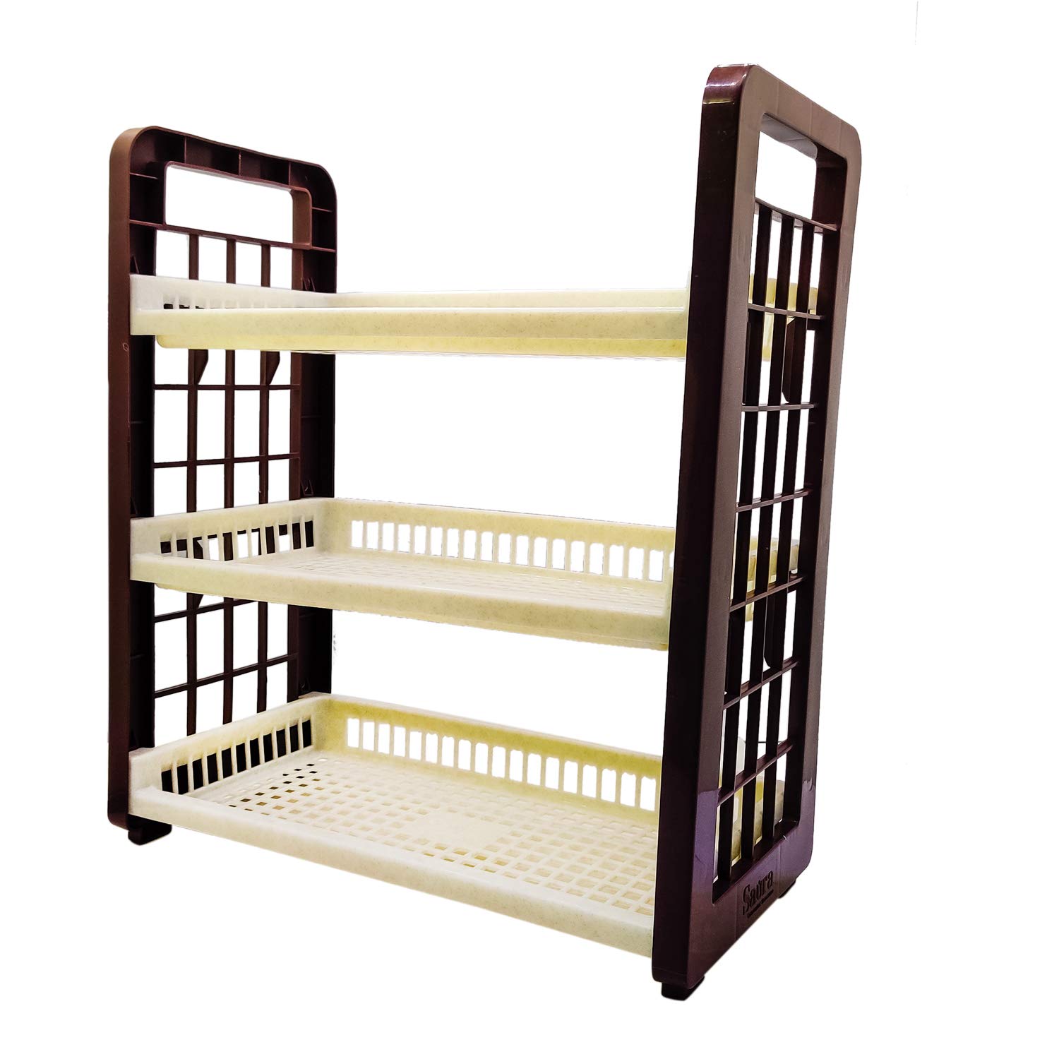 SAURA 3 Shelf Multipurpose Storage Rack-Chocolate Brown- Color - 1 ...