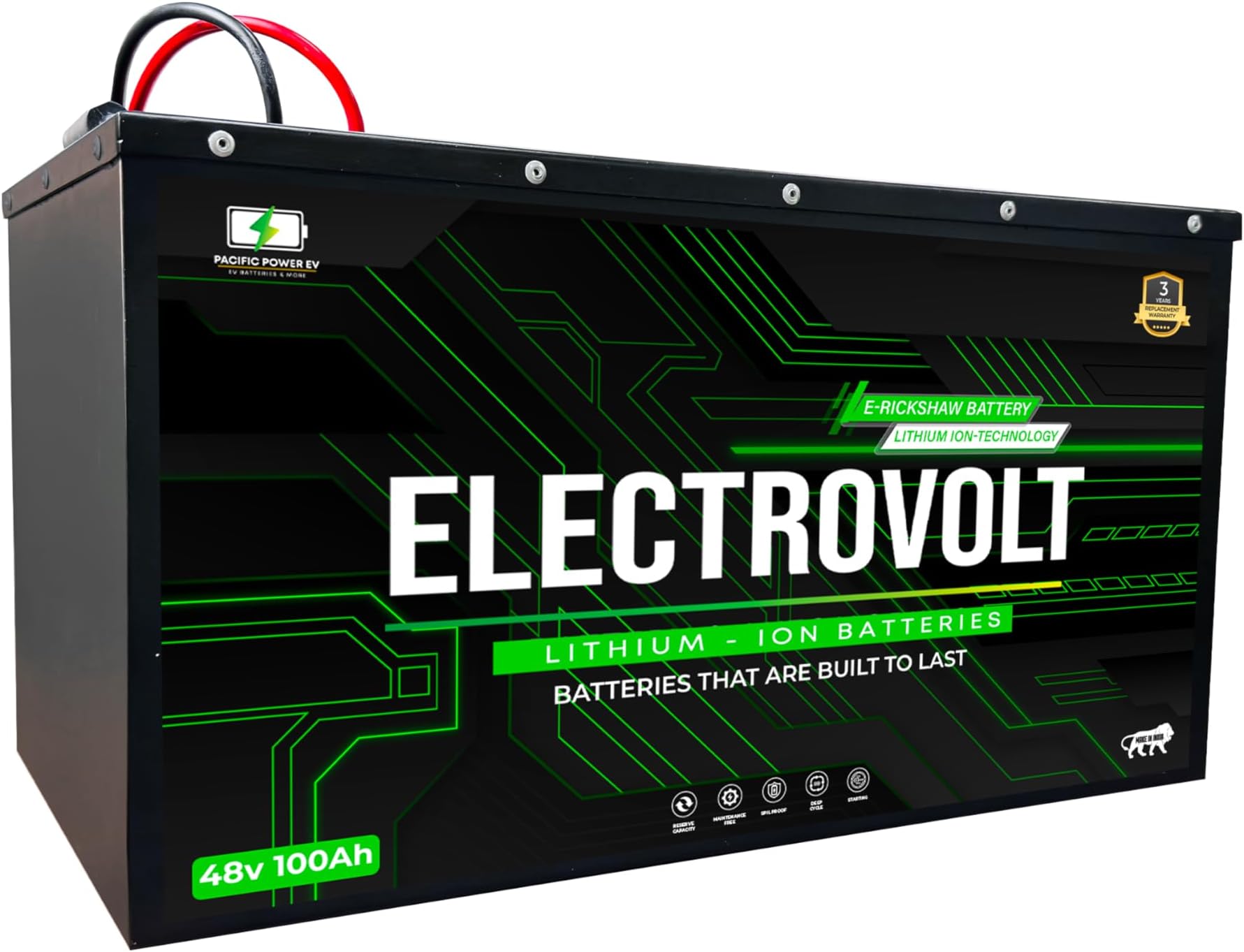 Electrovolt 48V 100Ah Lithium Phosphate Battery for Electric 3-Wheelers ...