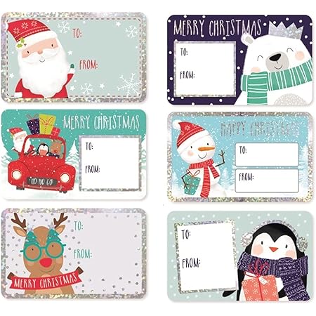 80 Lovely Christmas Collection Labels Stickers Adhesive- 2.3x1.33 ...