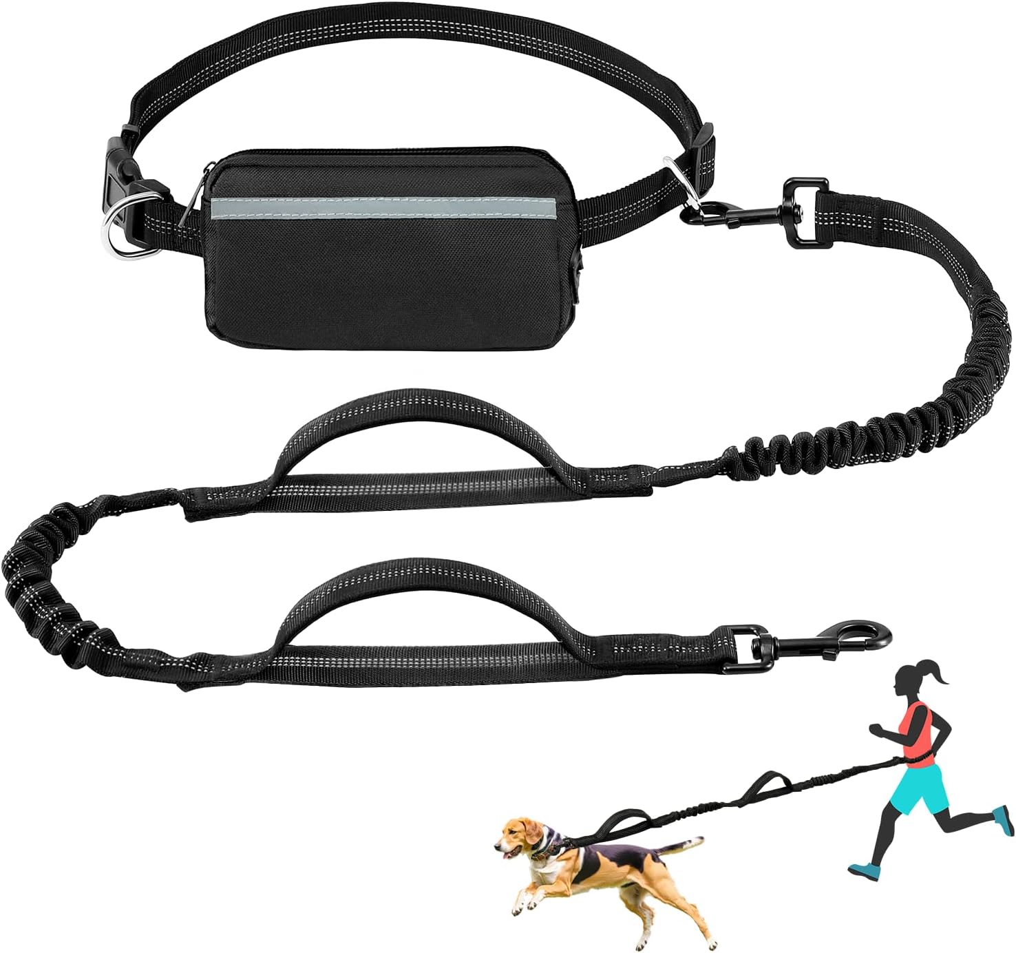 Amazon.com : iYoShop Hands Free Dog Leash with Zipper Pouch, Dual ...