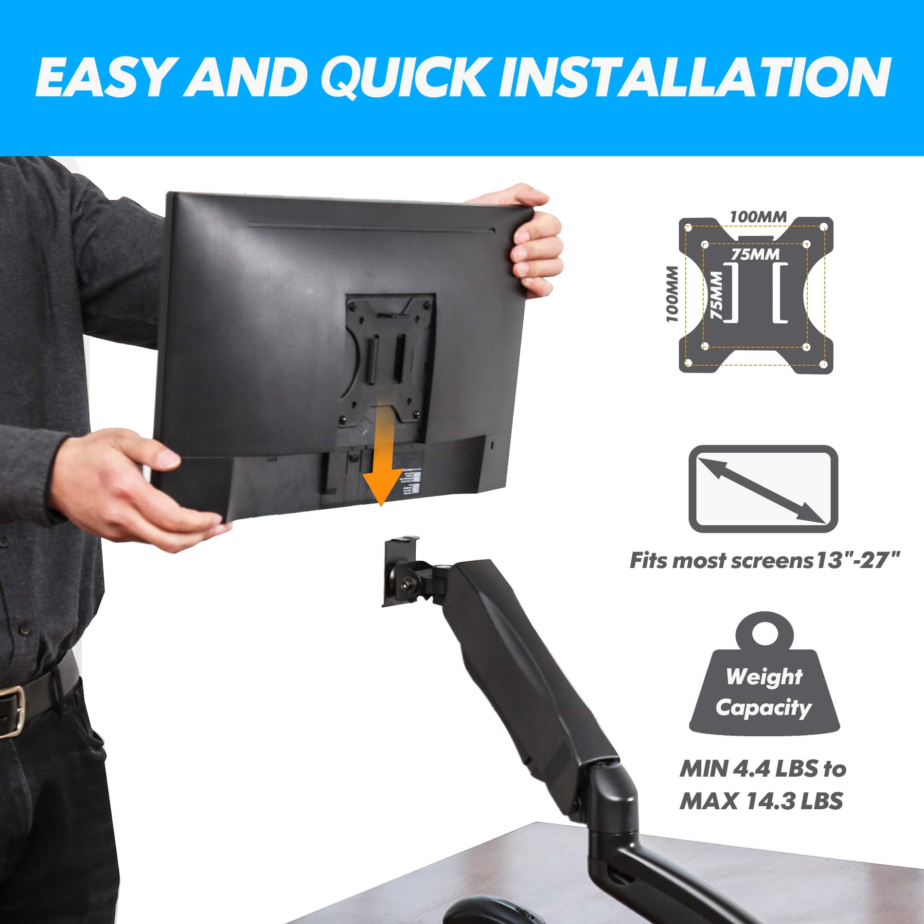 Buy Amazon Brand-Eono by Amazon Monitor Arm Adjustable Gas Spring Full ...