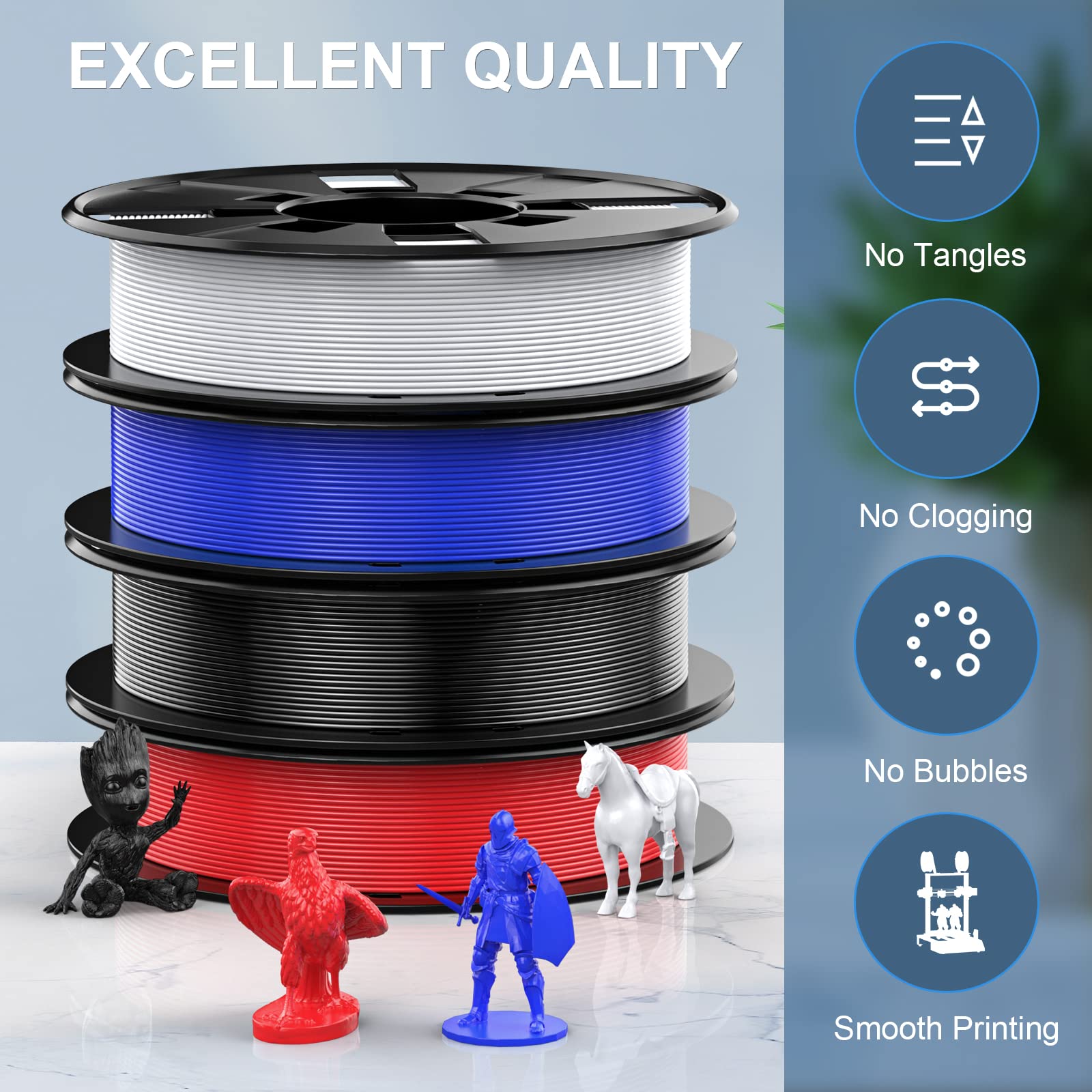 Snapklik.com : 3D Printer Filament Bundle 250g X 4 Spools, 1.75mm PLA ...