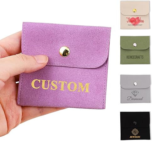 Amazon.com: Custom 10-50PCS Jewelry Pouch with Snap Button, Microfiber ...