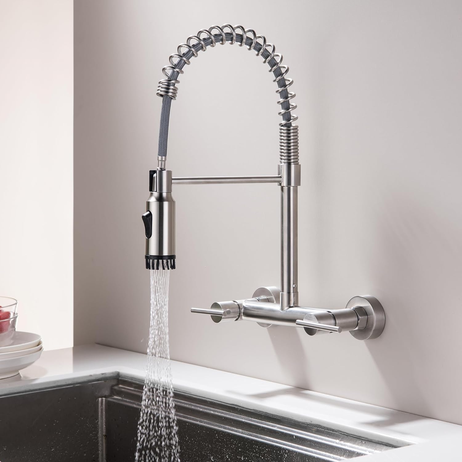 SUBEIXI llave de cocina de montaje en pared, llave de fregadero de ...