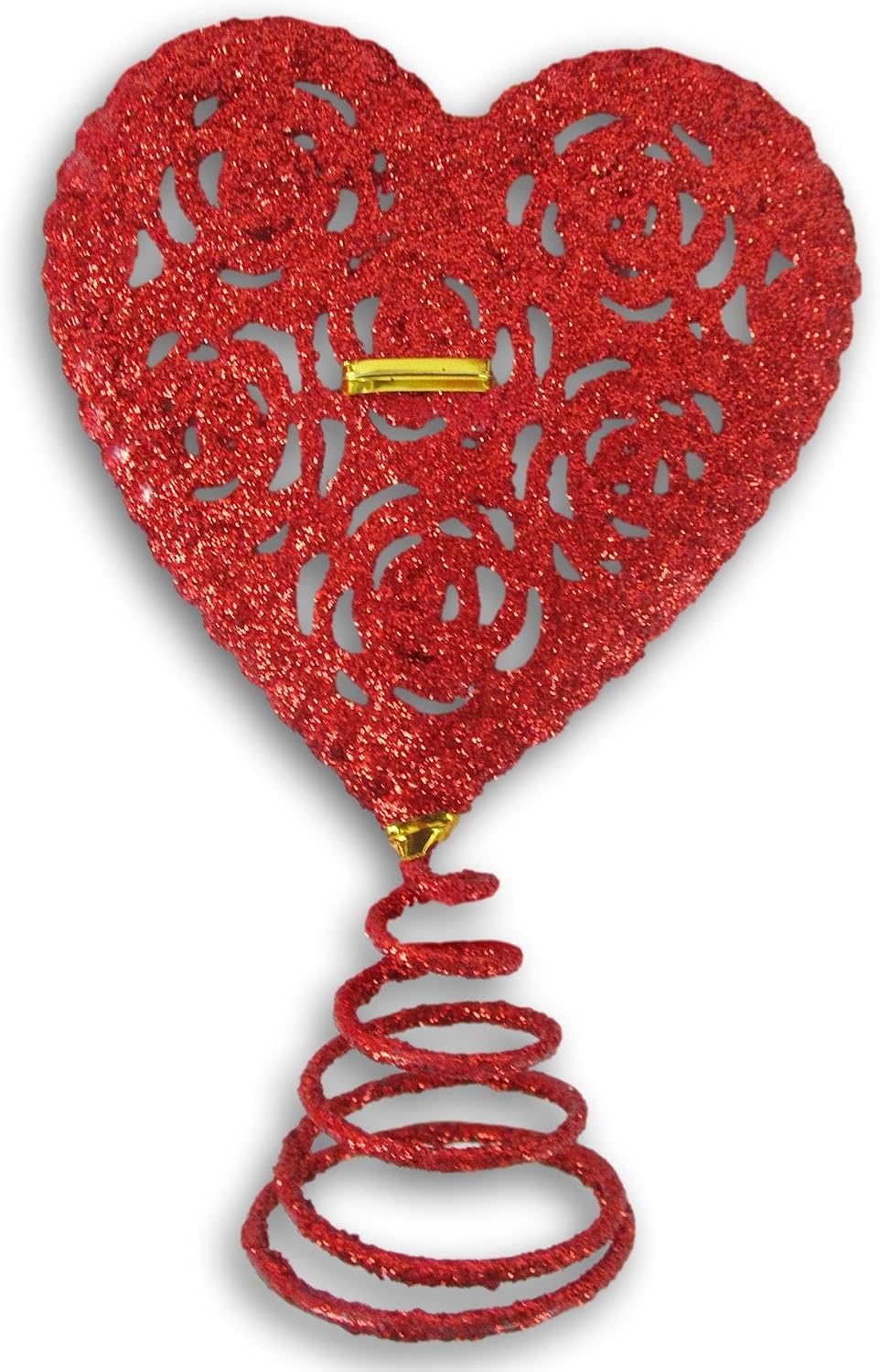Amazon.com: Valentines Day Glitter Miniature Heart Tree Topper - 5 ...