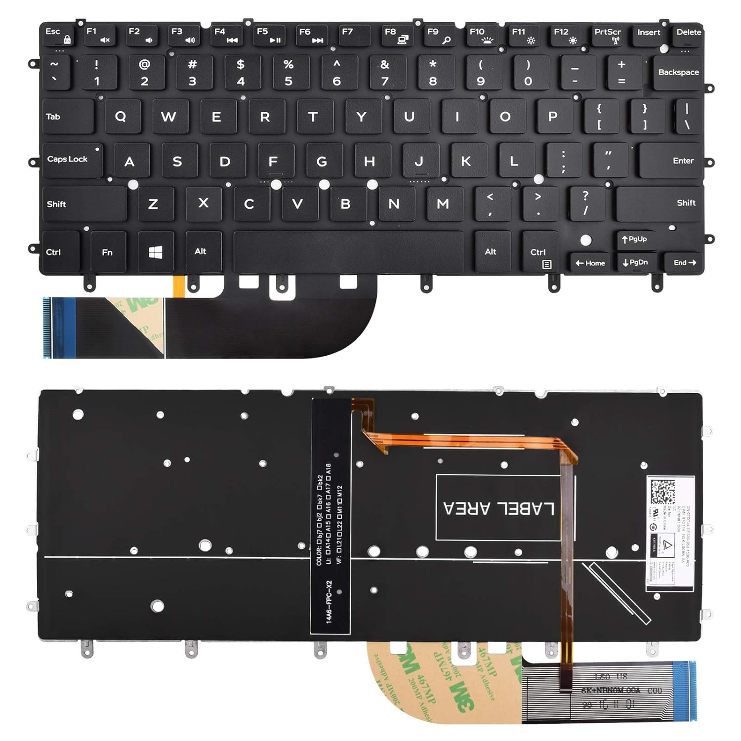 Wefly 13-7347 Backlight Laptop Keyboard Compatible for Dell XPS 13 9343 ...