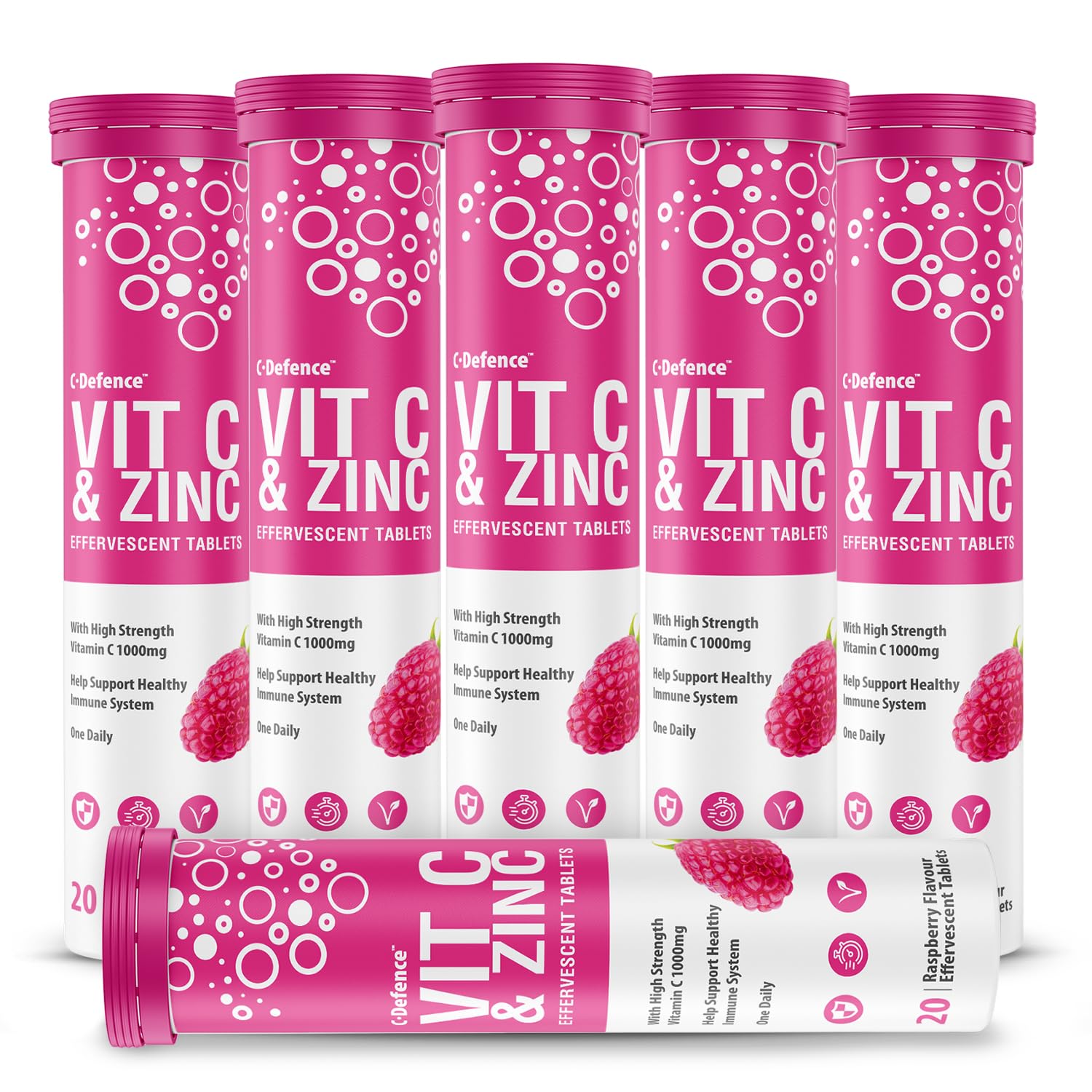 Vitamin C 1000mg And Zinc 15mg Raspberry Flavour Effervescent Tablets ...