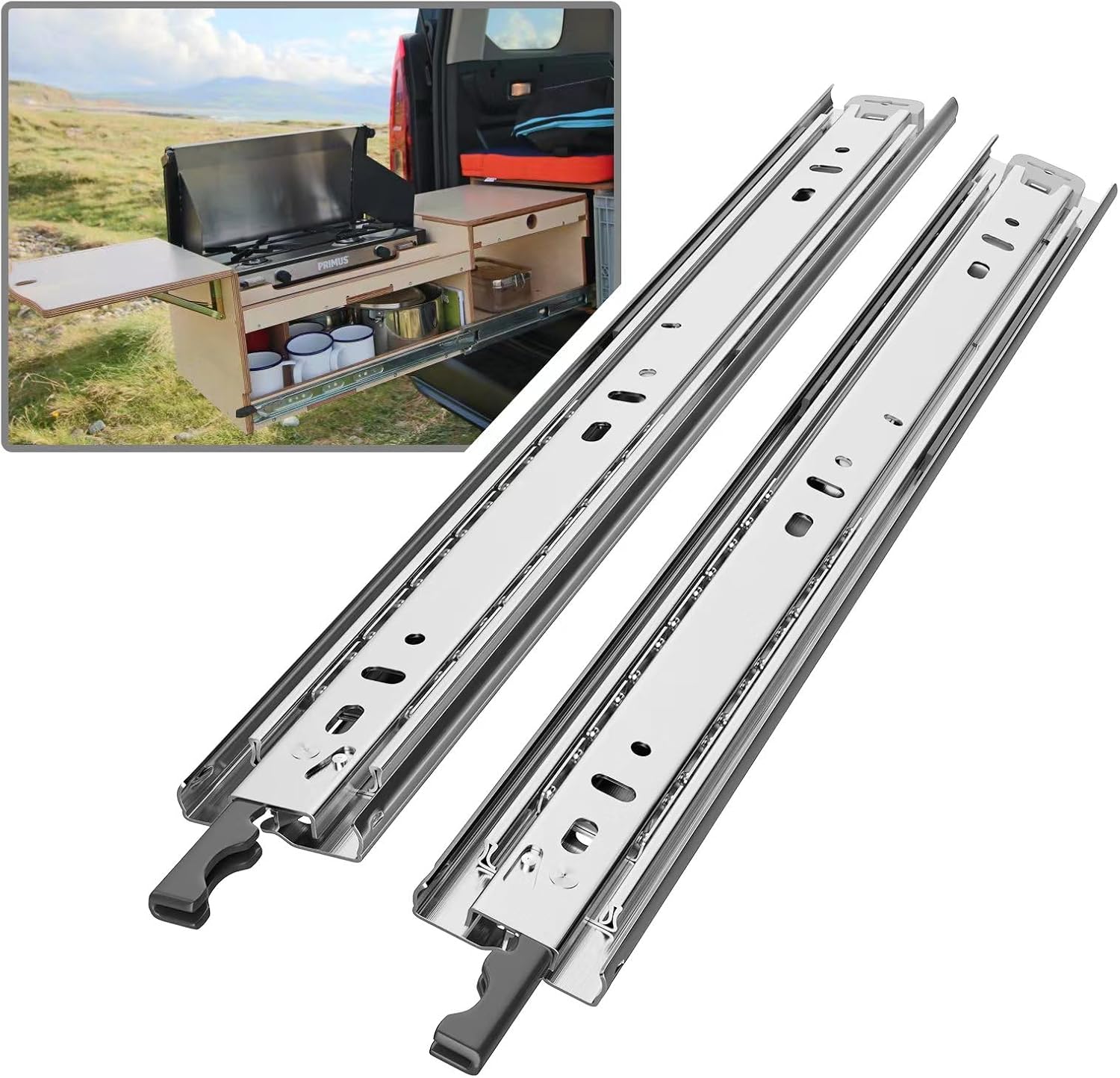1 Pair 16 Inch 150 Lb Heavy Duty Drawer Slides with Lock Full Extension ...