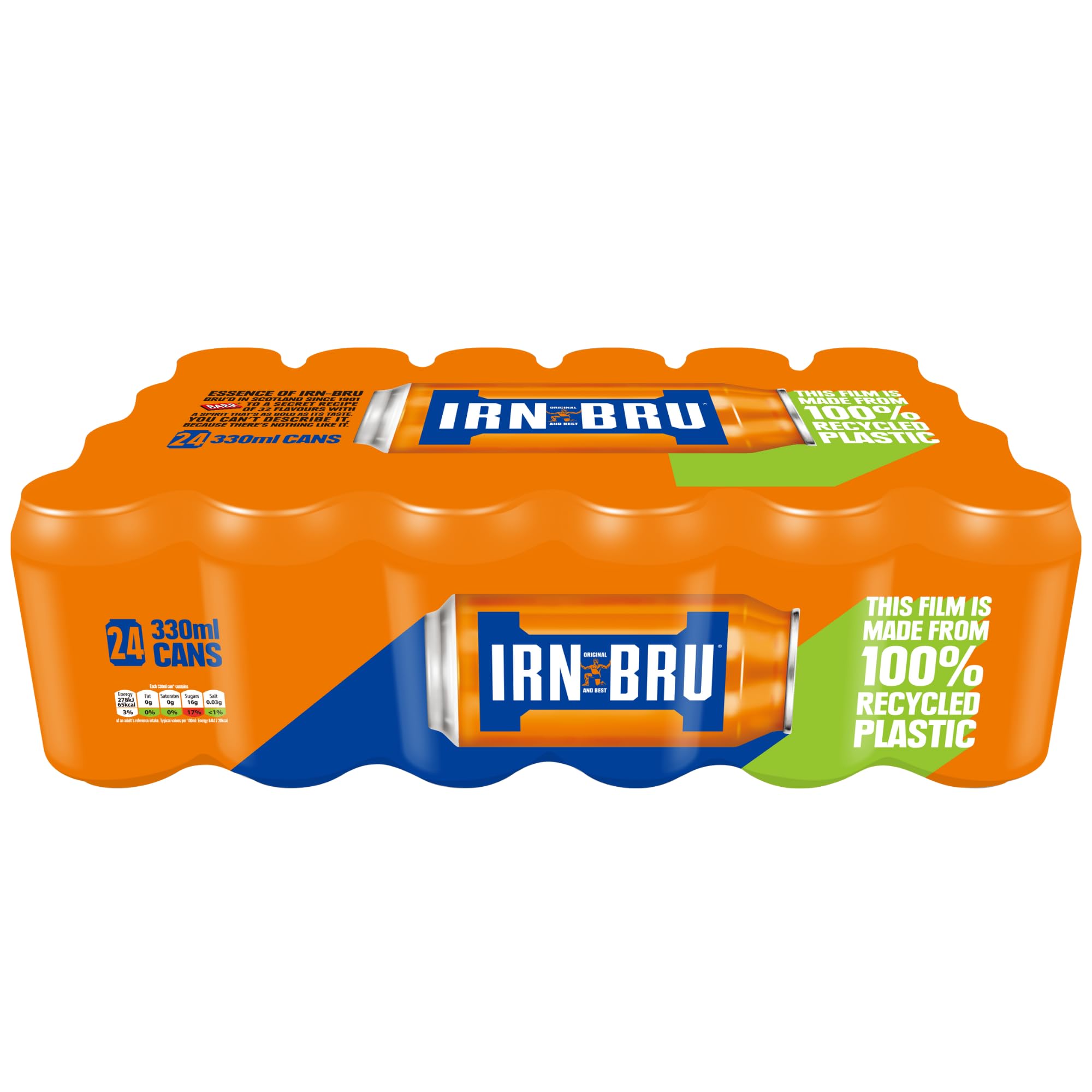 IRN-BRU Regular, 24 Pack Iconic Flavoured Fizzy Drinks Multipack Cans ...