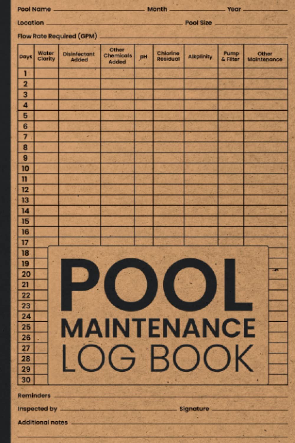 Pool Maintenance Log Book: Swimming Pool Chemistry Log Book, Over 3000 ...