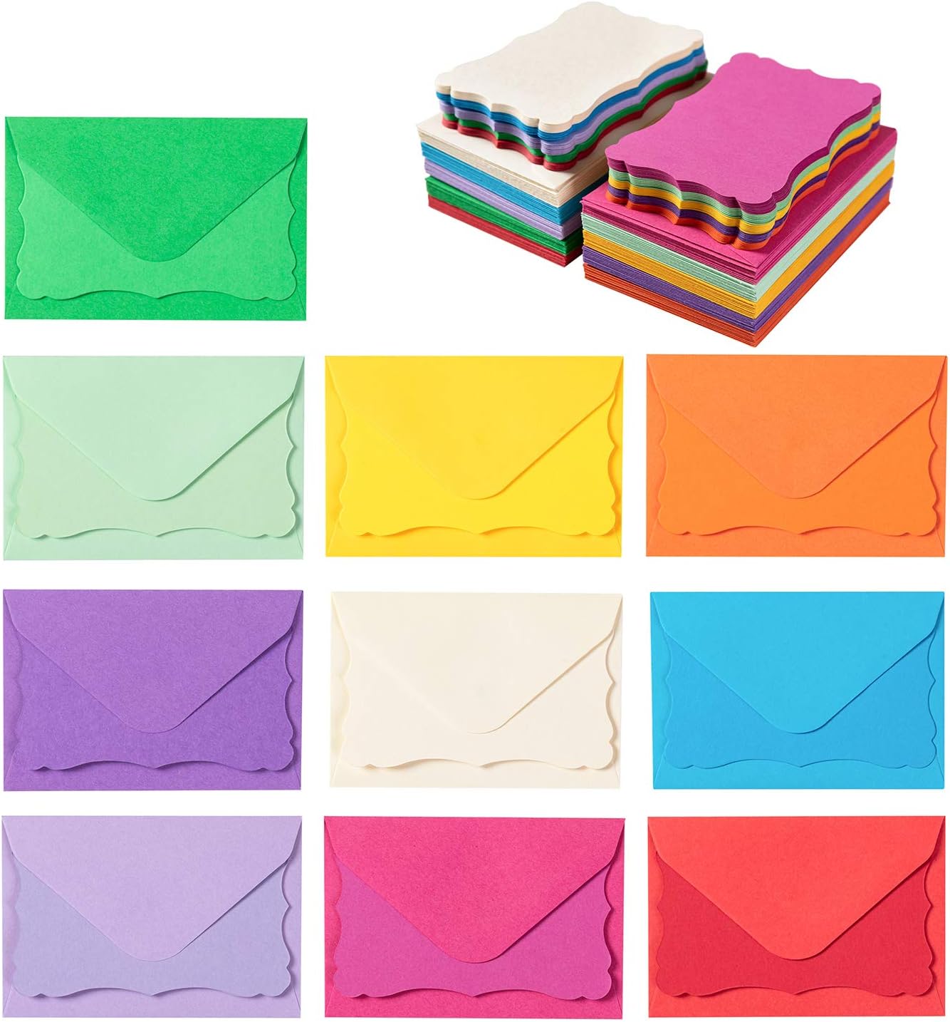 Amazon.com : 100 Pack Mini Envelopes with Colorful Blank Note Cards ...