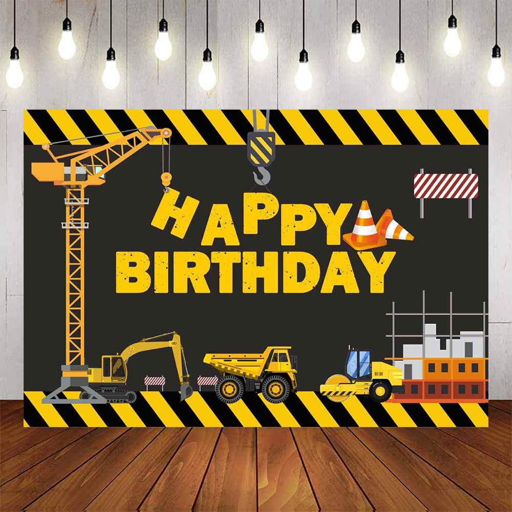 Avezano Construction Theme Birthday Party Backdrop 5x3ft Dump Truck ...