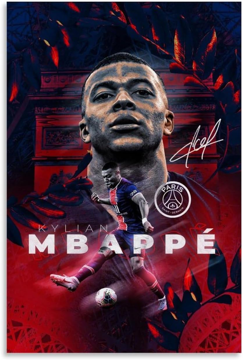 Amazon.com: nanyo Mbappe Sports Poster Soccer Superstar Poster Canvas ...