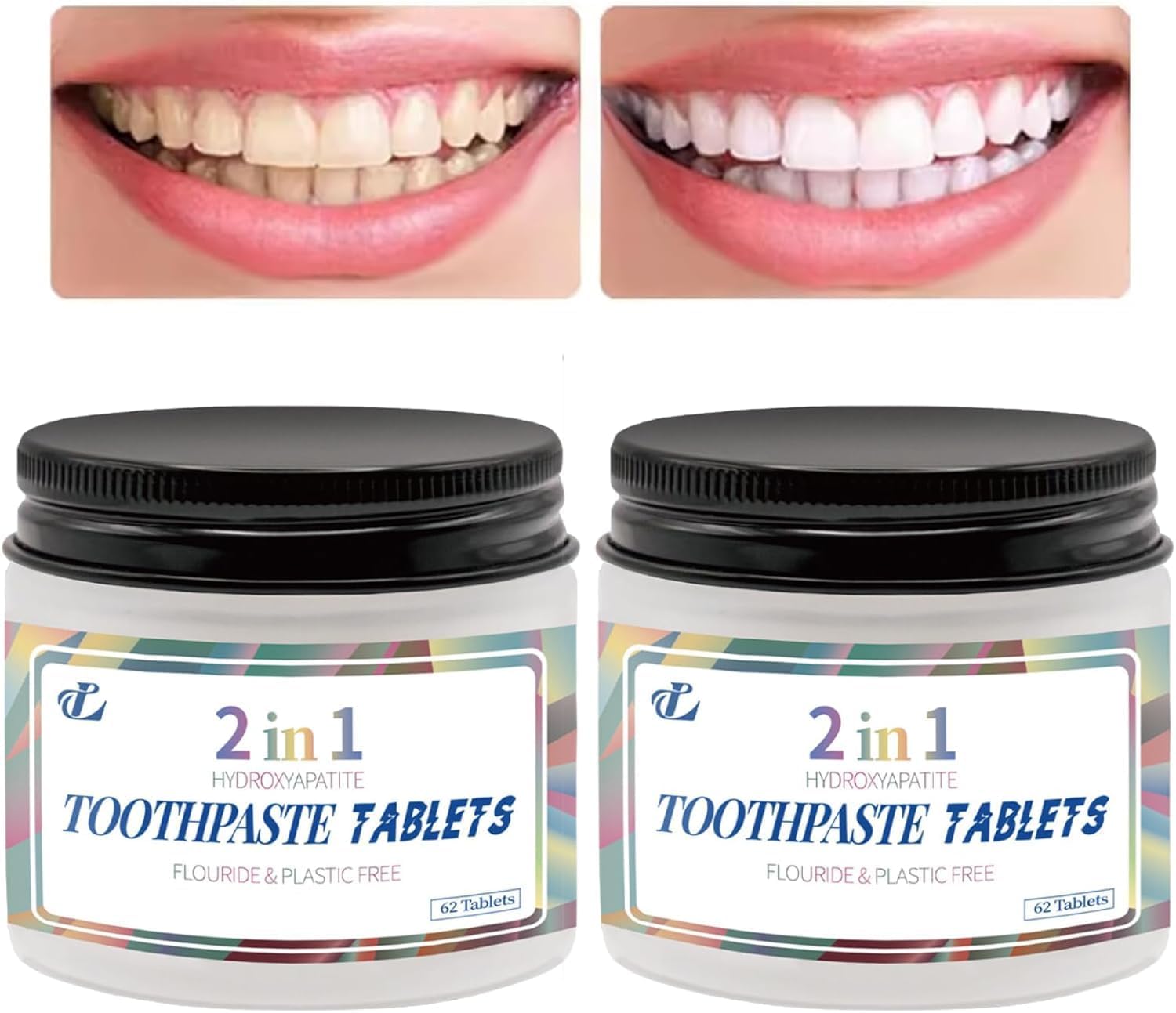 Amazon.com: 2 in 1 Toothpaste Tabs, 62 Pcs Flouride Free Toothpaste ...
