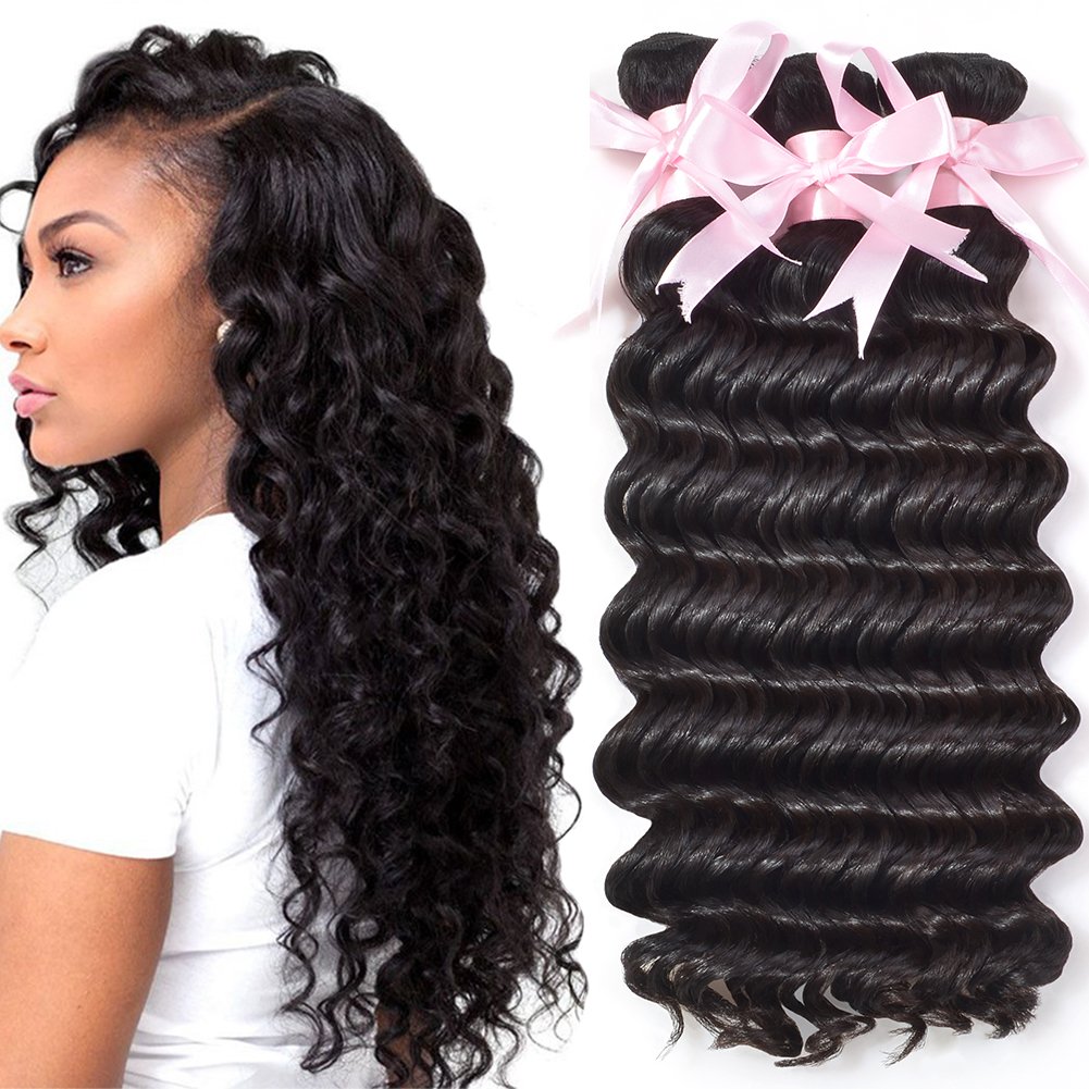 Amazon.com : Lin Hair Brazilian Deep Wave Virgin Human Hair Extension ...