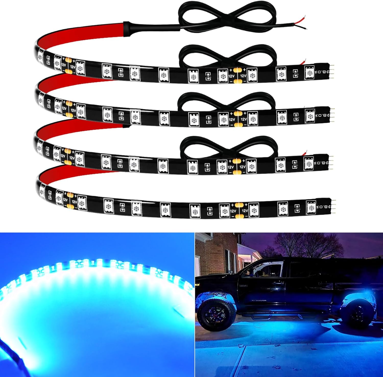 Amazon.com: Car Led Strip Lights 12" Connectable Ice Blue Led Light ...