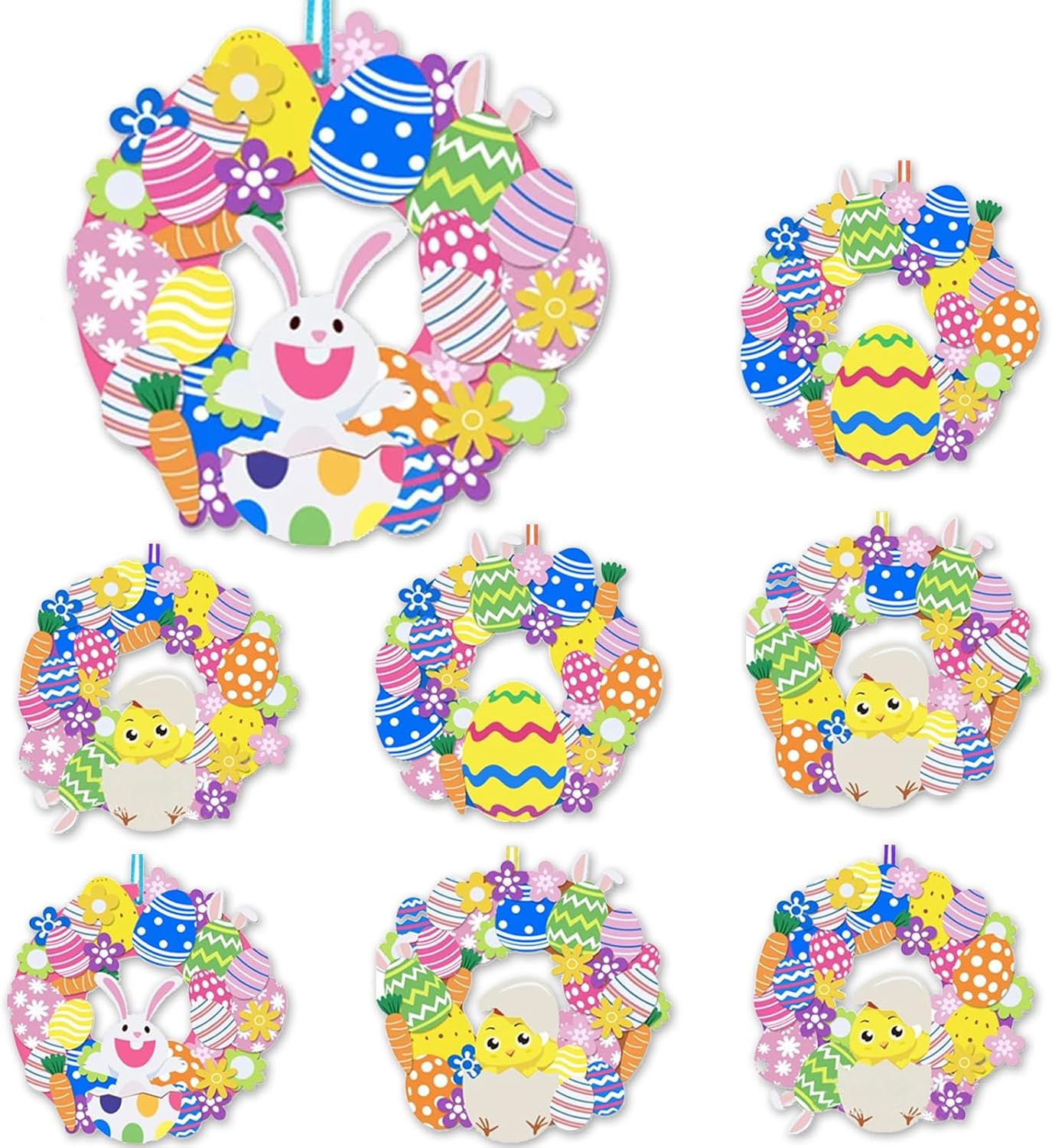 Amazon.com: Easter Wreaths for Front Door,8Pcs DIY Artificial Spring ...