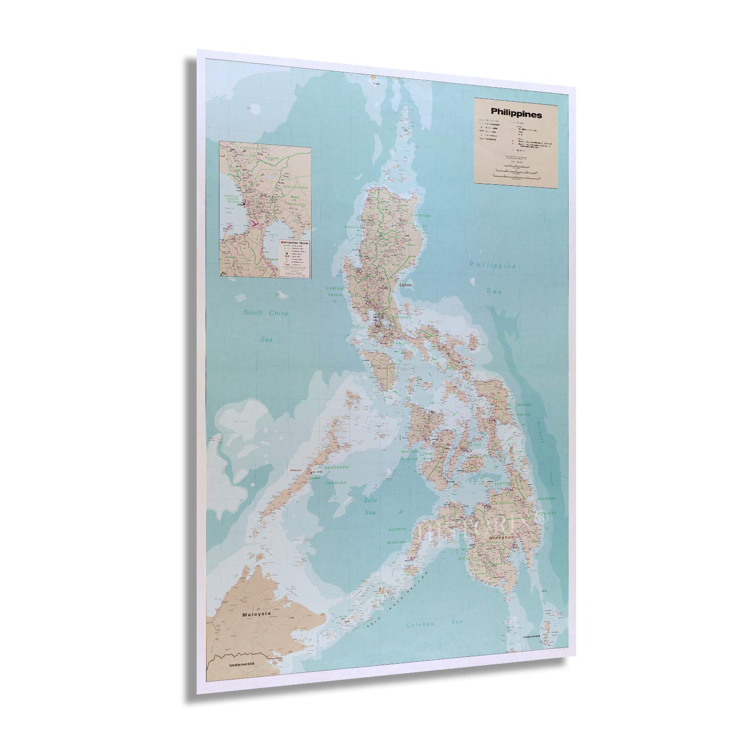 Historix 1990 Map Of The Philippines 24x36 Inch Philippine Islands ...