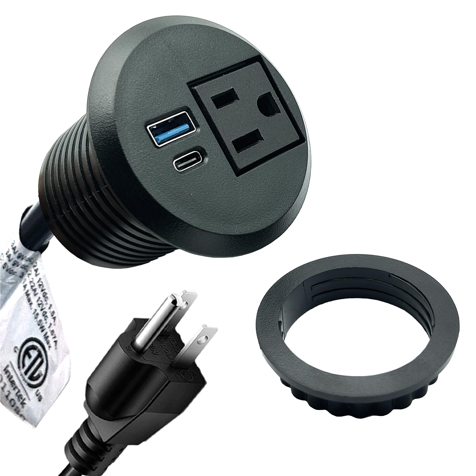Amazon.com: 2 Inch Desktop Power Outlet, Built in Power Outlet,1 USB ...