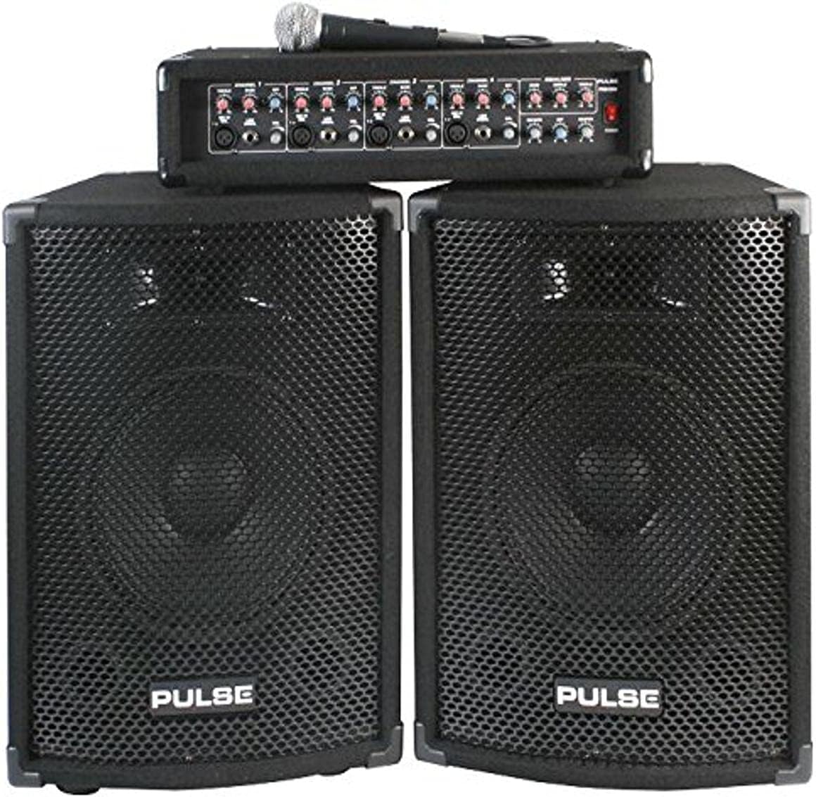 PULSE PMH200KIT PA System with Mixer Amplifier, 2x75W RMS : Amazon.co ...