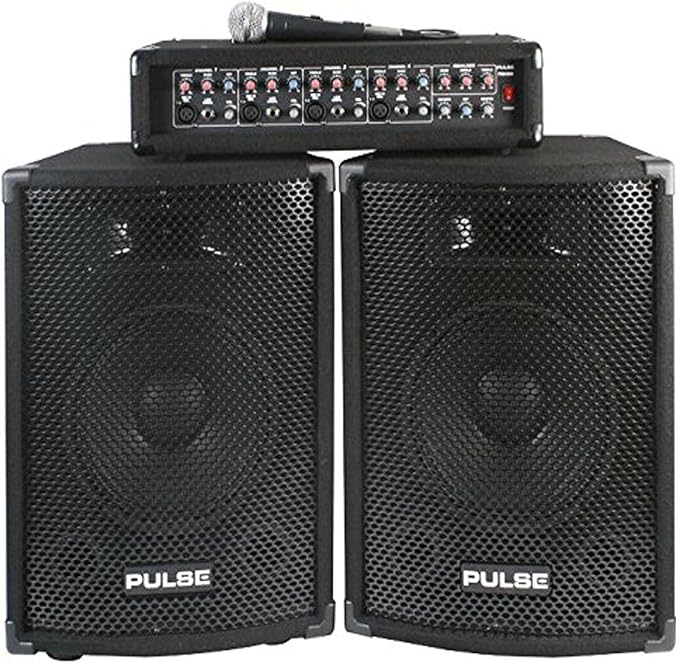 PULSE PMH200KIT PA System with Mixer Amplifier, 2x75W RMS : Amazon.co ...