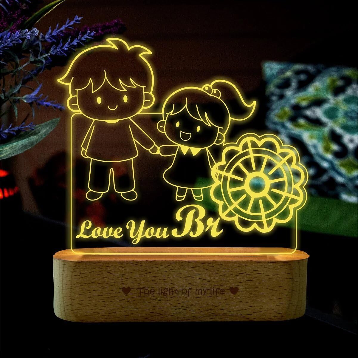 Buy ZOCI VOCI Acrylic Personalized Engraved LED Lamp -Rakhi Gift For Brother And Sister Or ...