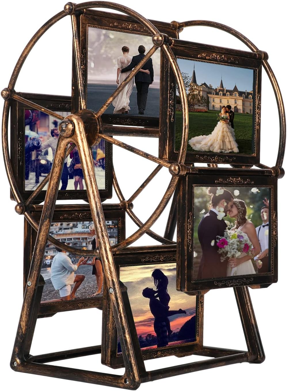 aleawol 12 Photos Rotating Ferris Wheel Picture Frame, Upgrade Embossed ...