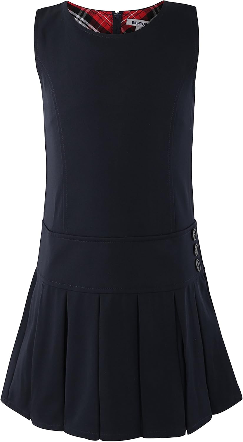 Amazon.com: Bienzoe Girls School Uniform Jumper: Stretch Pleated ...