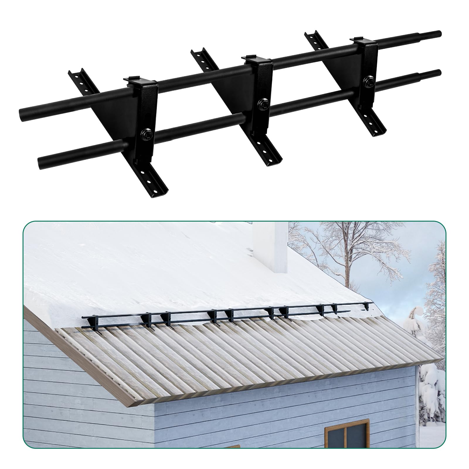 Amazon.com: Benfar 5ft Snow Guards for Metal Roofs Durable Black Metal ...