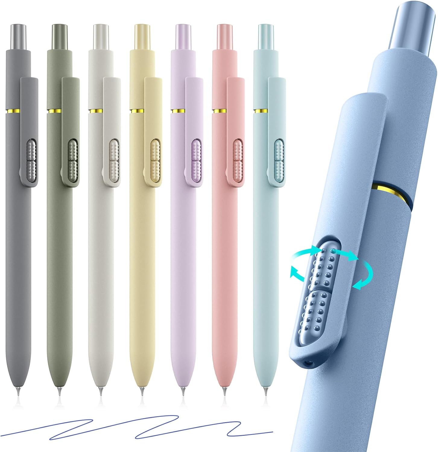 Amazon.com: JIMMIDDA 8Pcs Blue Gel Pens - 0.7mm Blue Ink Pens Medium ...