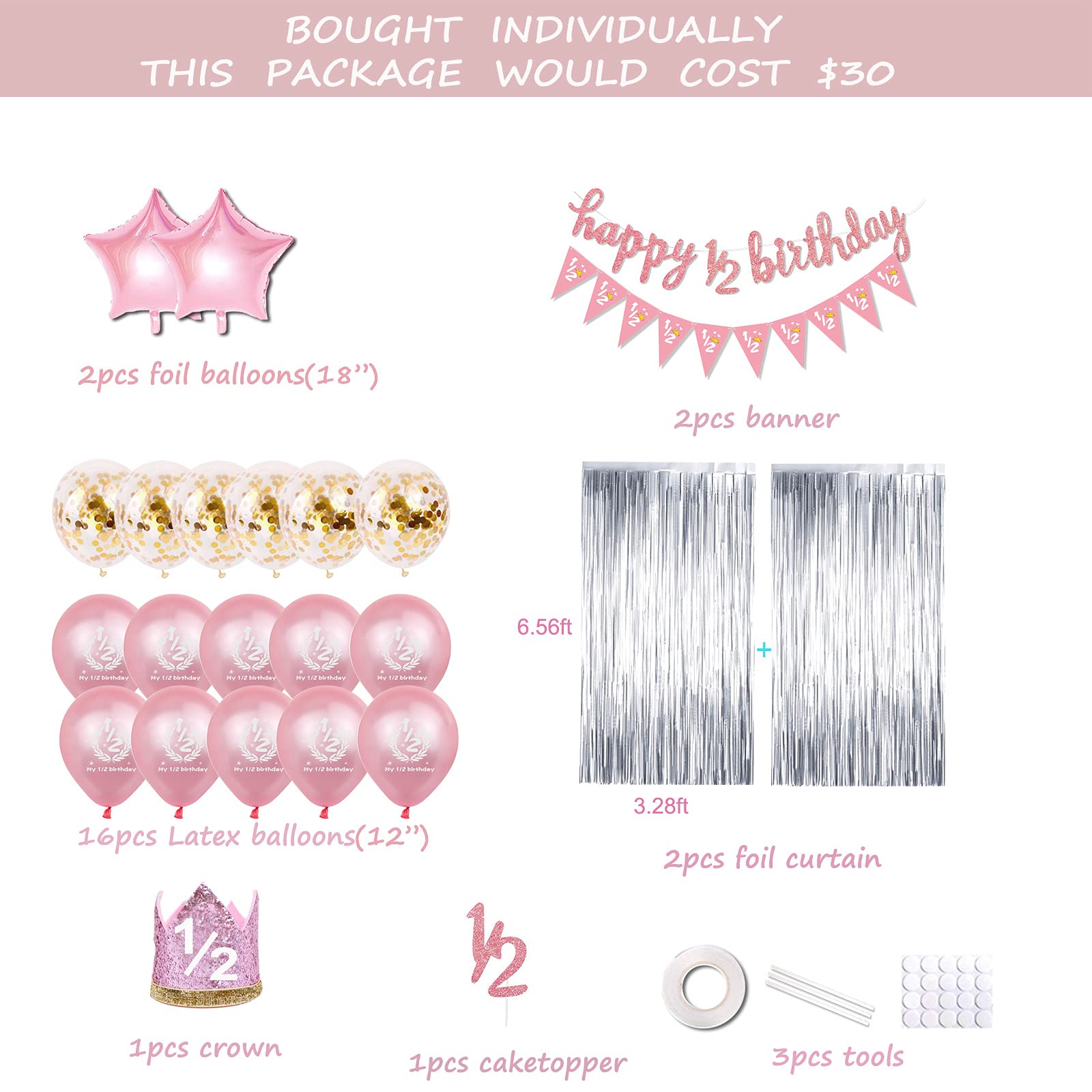 Buy 6 Months Banner, 6 Months Birthday Decorations, 1/2 Birthday ...