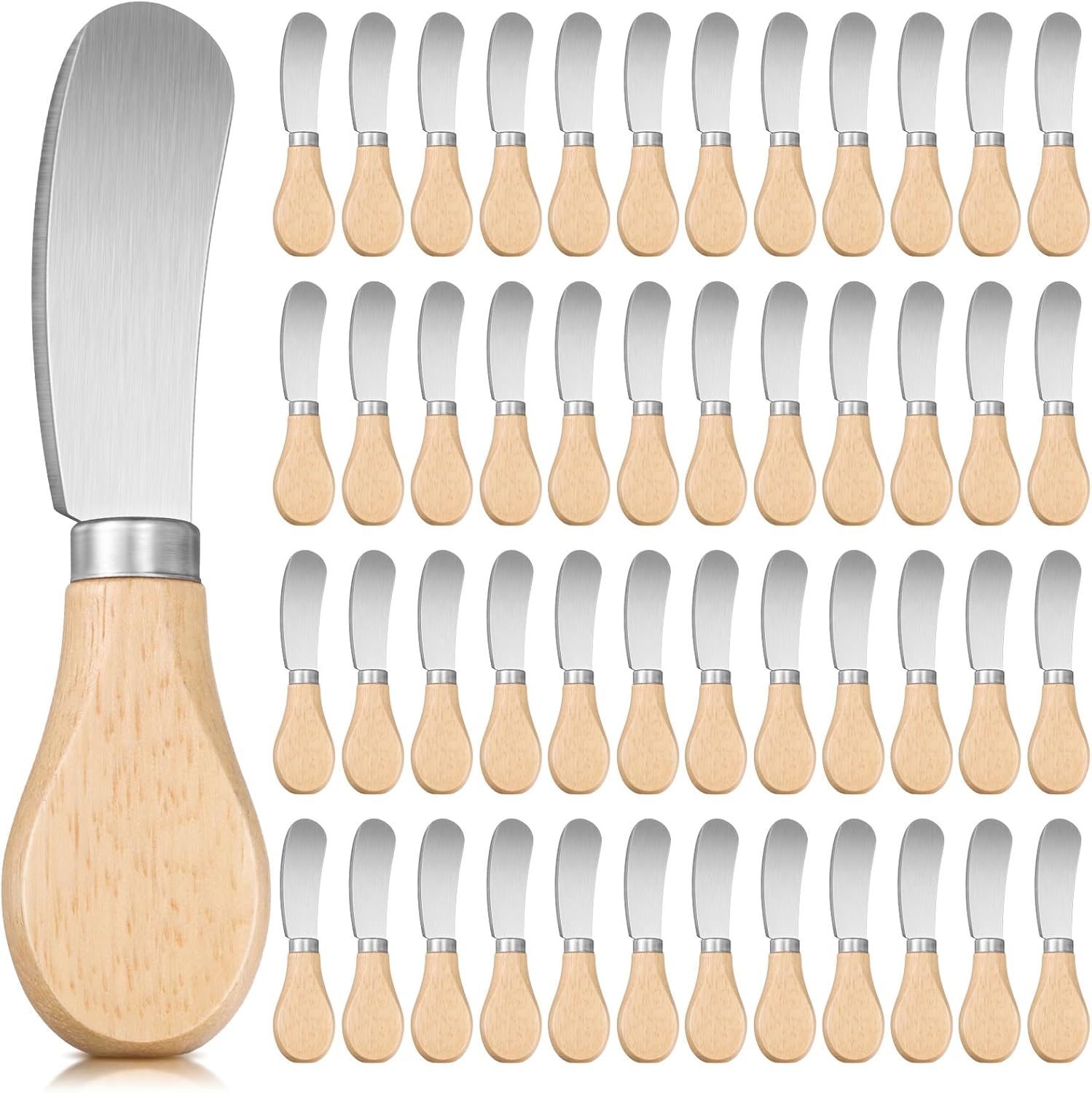 Amazon.com: Lanties 48 Pcs Cheese Spreader Knives with Wooden Handle ...