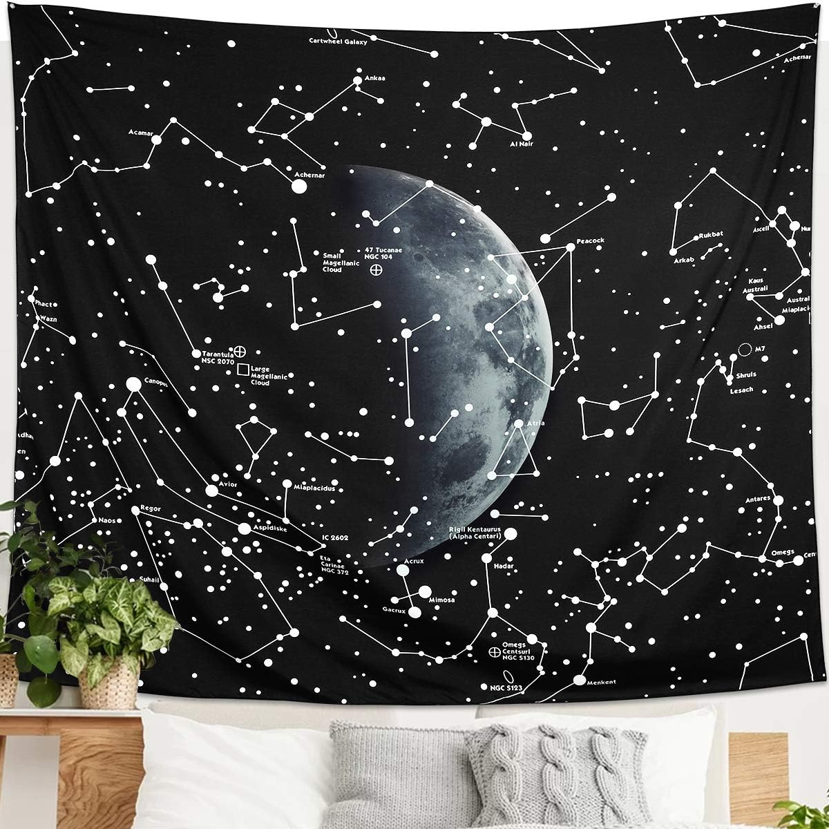 Amazon.com: ZHOUBIN Moon Constellations Tapestry, Astronomy Tapestry ...