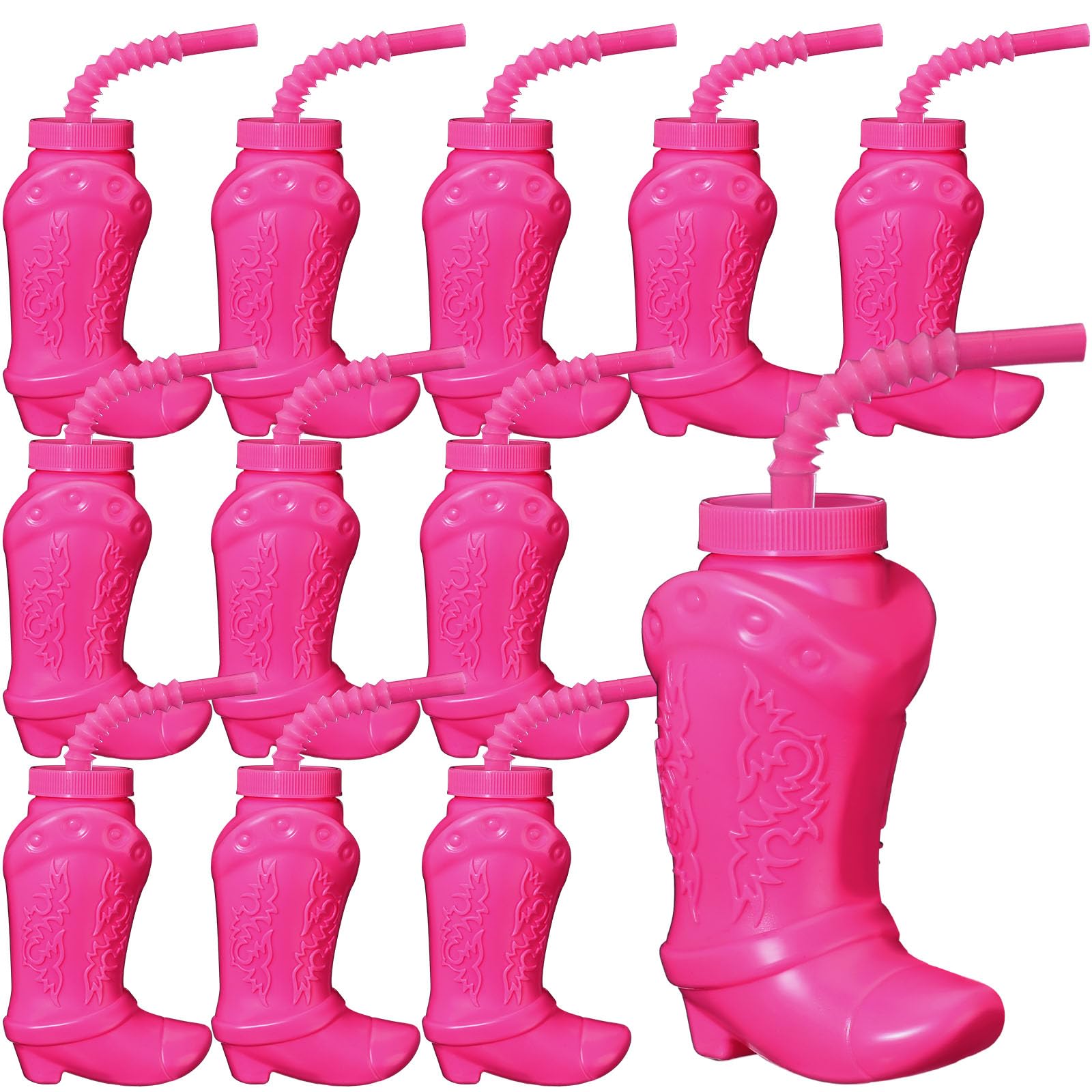 Amazon.com: Hoolerry 12 Pcs Cowboy Boot Party Plastic Cups with Straws ...