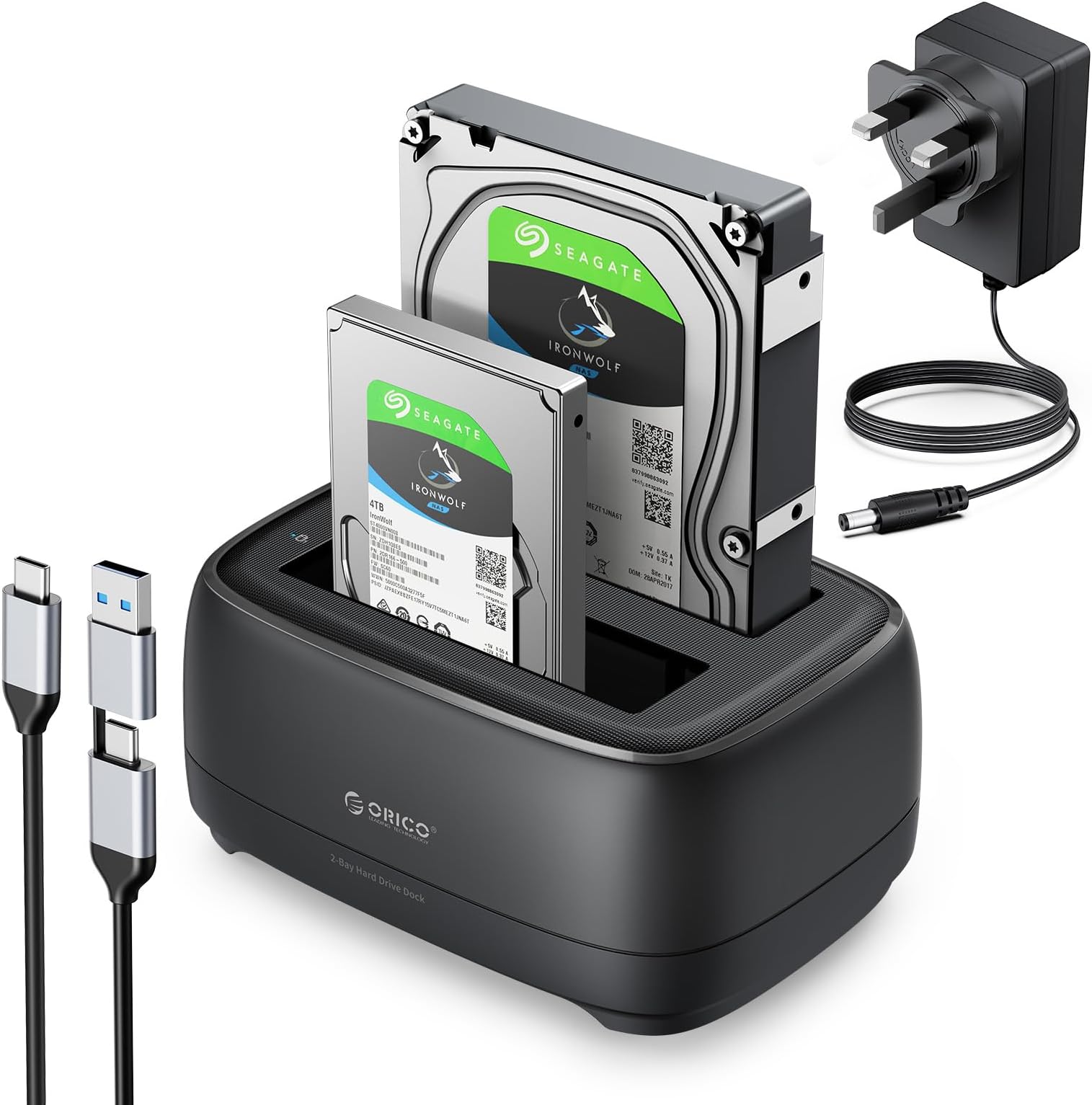 ORICO Hard Drive Docking Station, USB C/A Dual Bay SSD Reader for 2.5 ...
